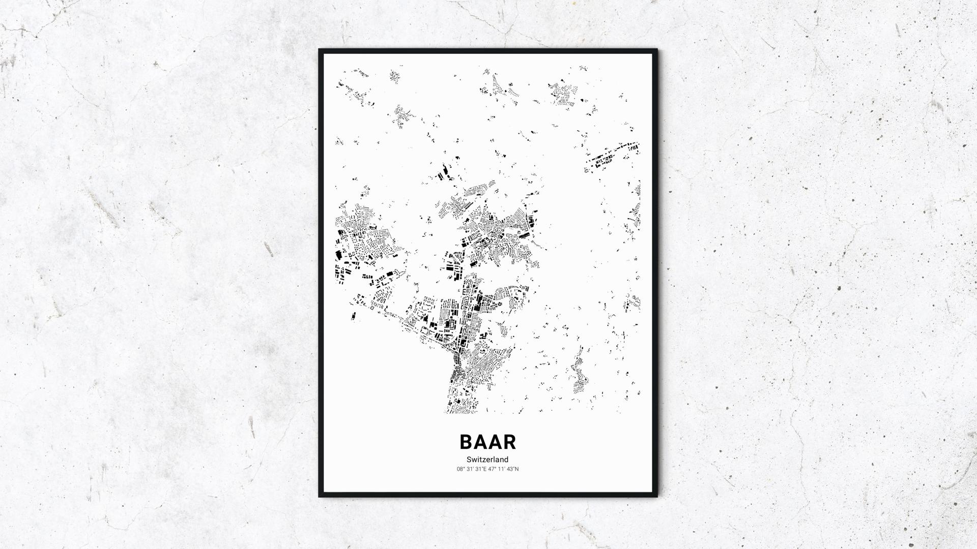 Cartida - Schwarzplan von Baar - Zug - Schweiz