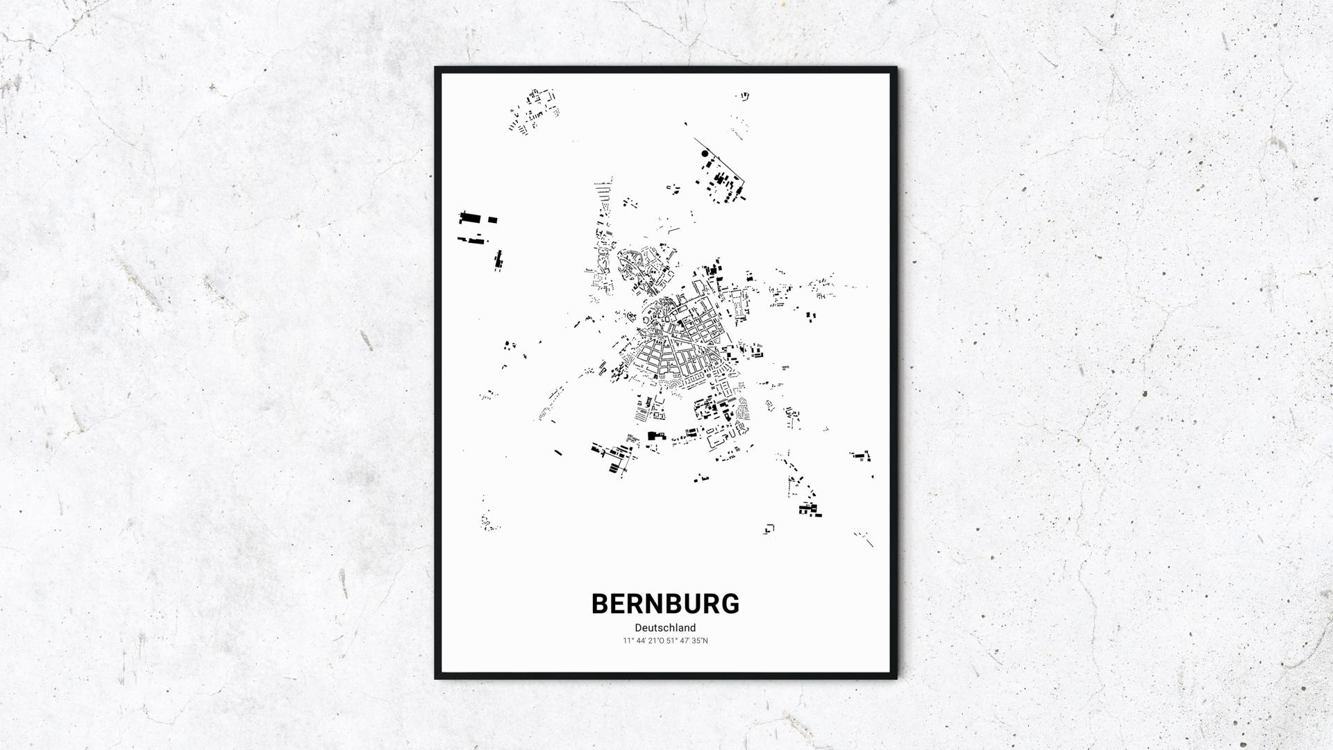 Cartida - Schwarzplan von Bernburg - Sachsen-Anhalt - Deutschland