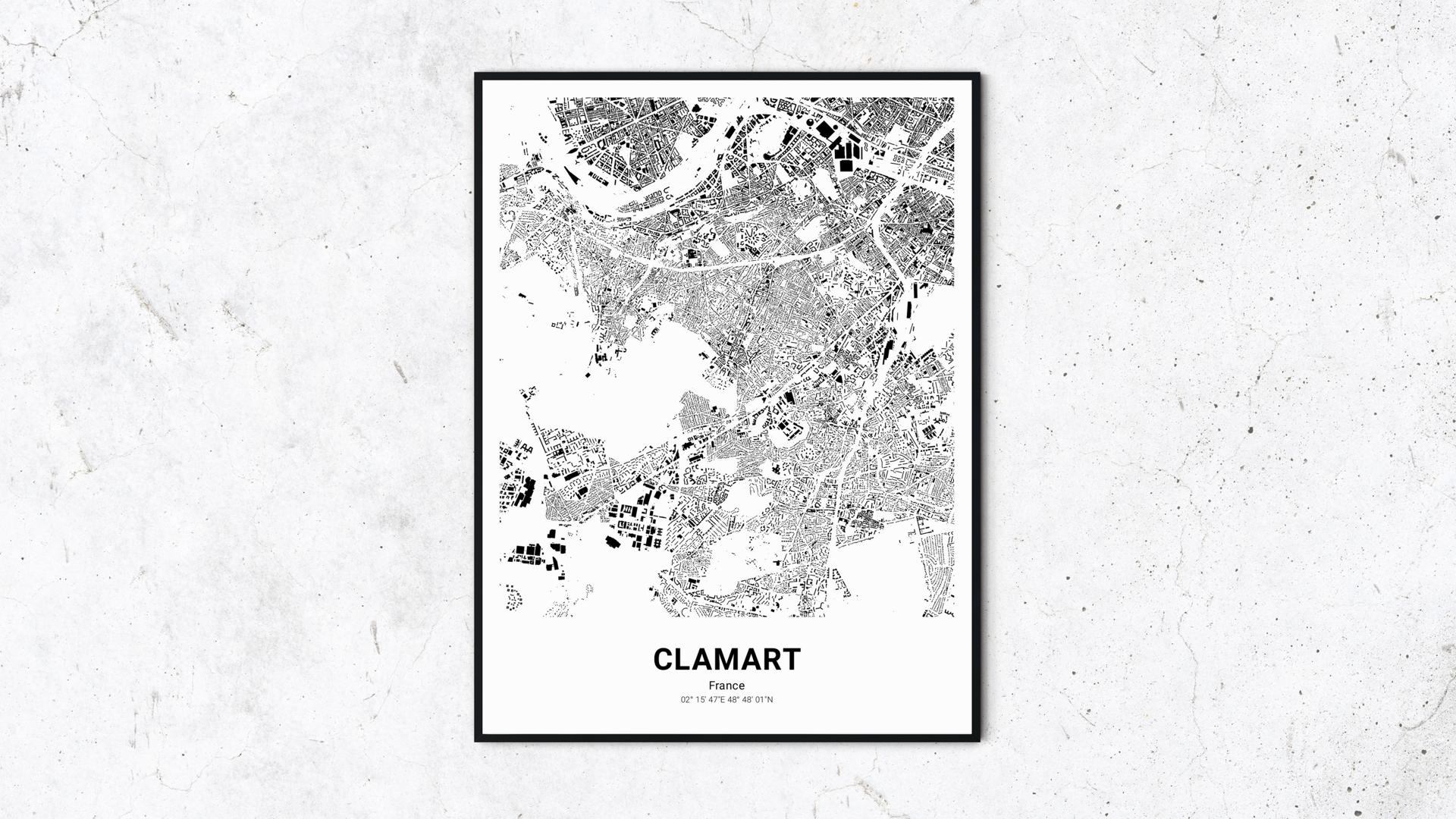 Cartida - Schwarzplan von Clamart - Île-de-France - Frankreich