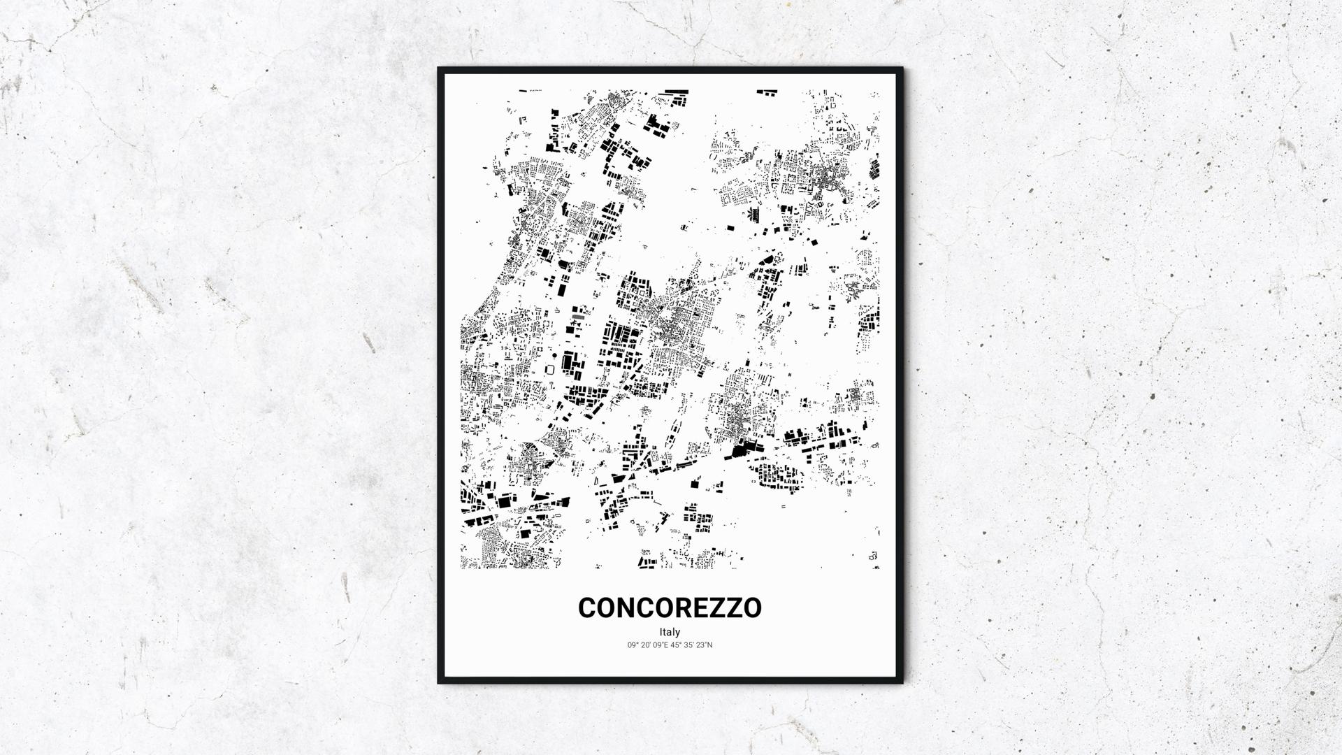 Cartida - Schwarzplan von Concorezzo - Lombardia - Italien