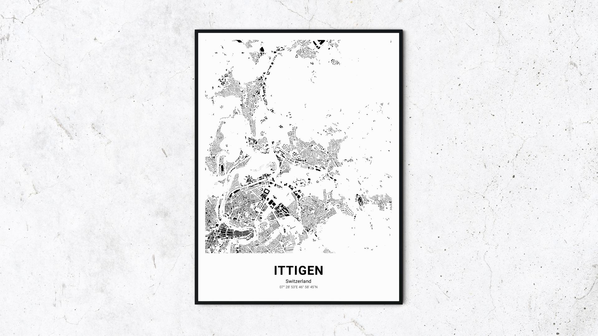 Cartida - Schwarzplan von Ittigen - Bern - Berne - Schweiz