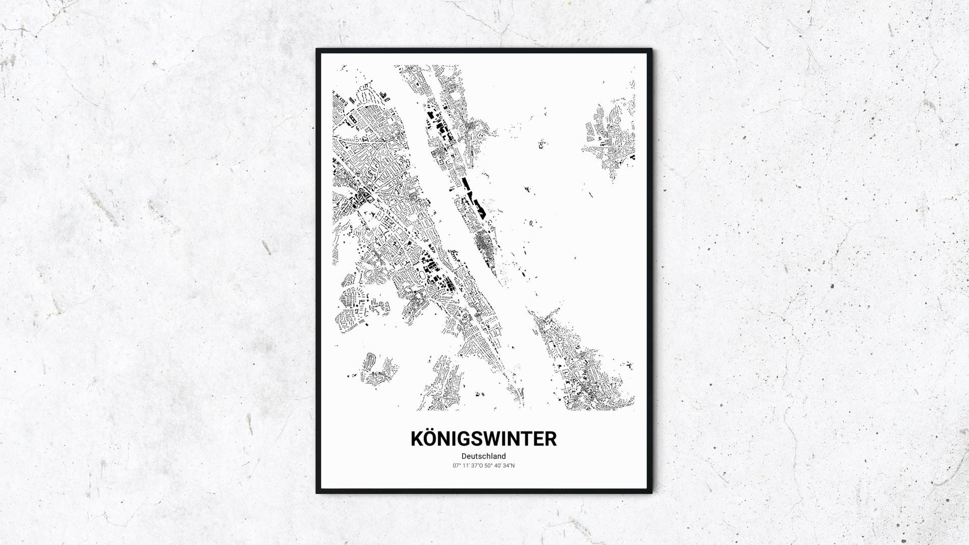 Cartida - Schwarzplan von Königswinter - Nordrhein-Westfalen - Deutschland