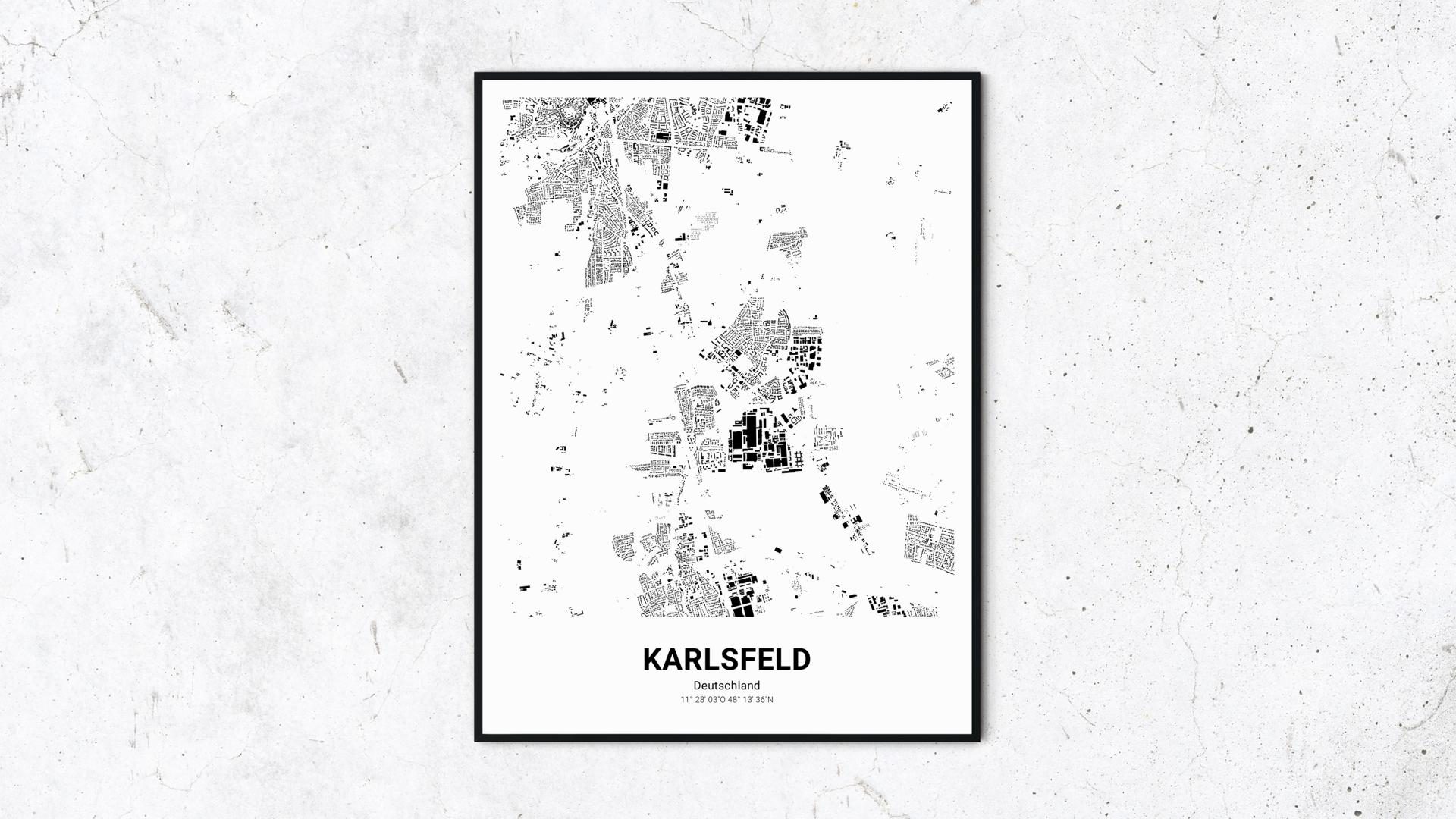 Cartida - Schwarzplan von Karlsfeld - Bayern - Deutschland