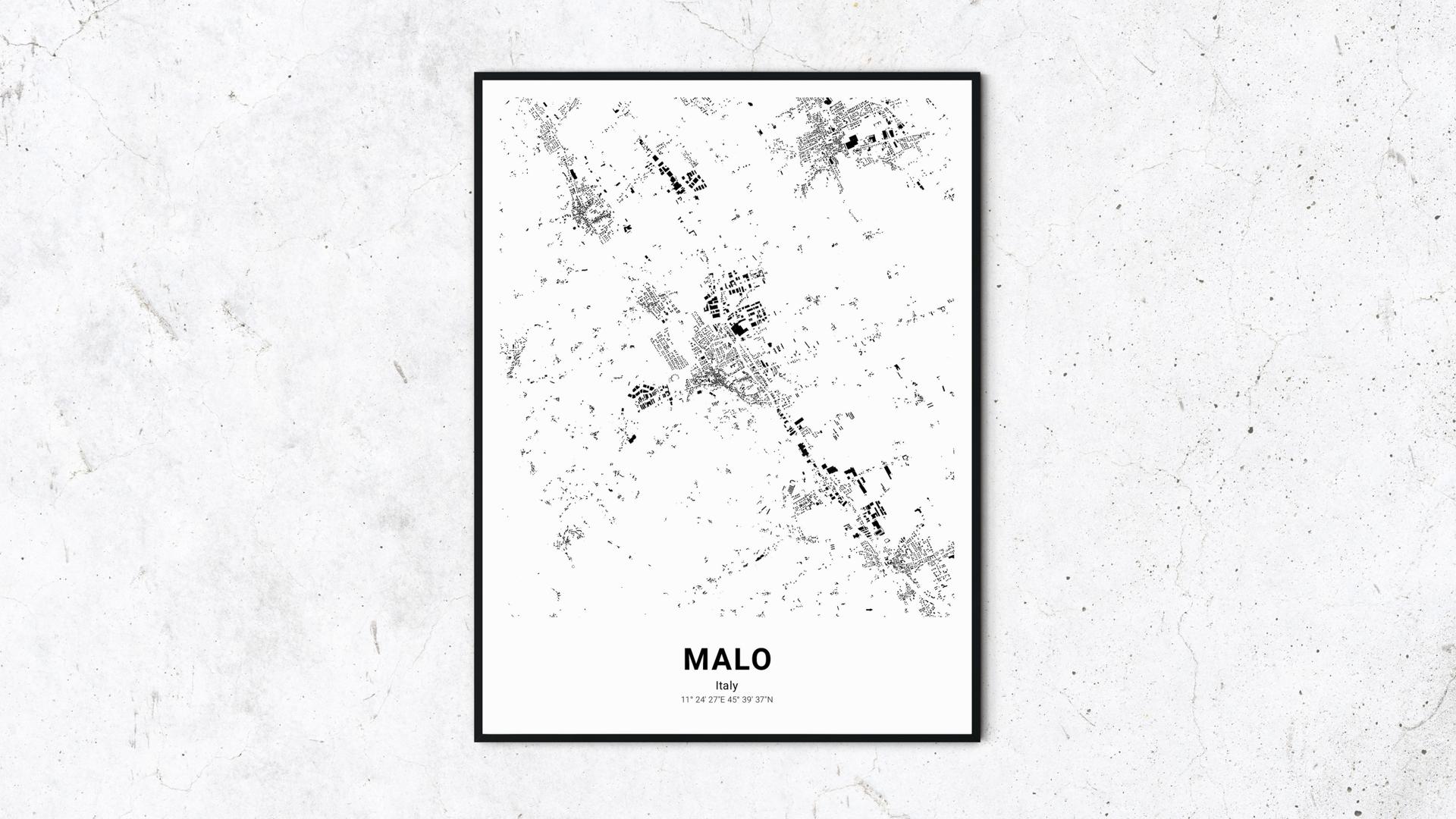 Cartida - Schwarzplan von Malo - Veneto - Italien