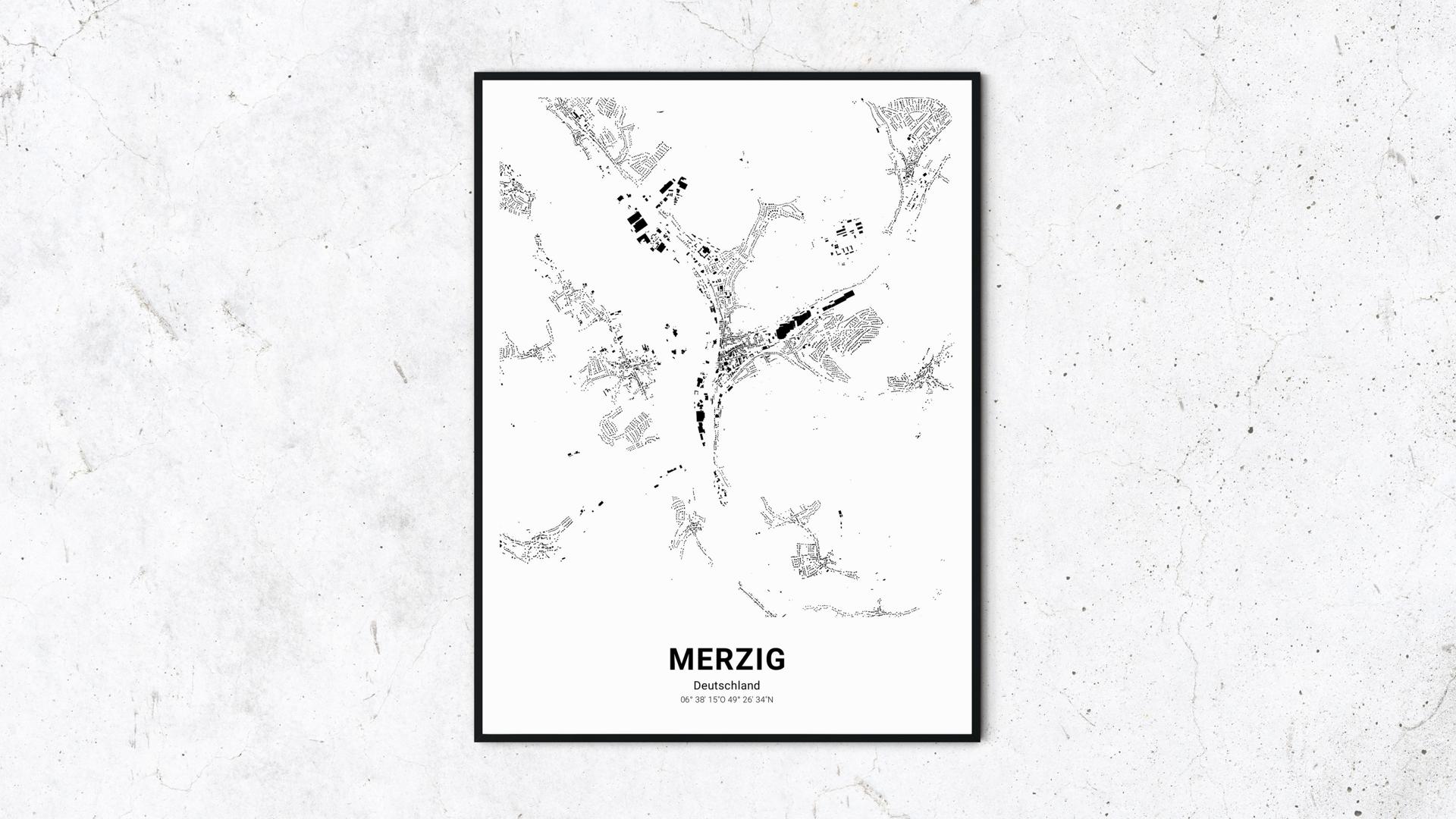 Cartida - Schwarzplan von Merzig - Saarland - Deutschland