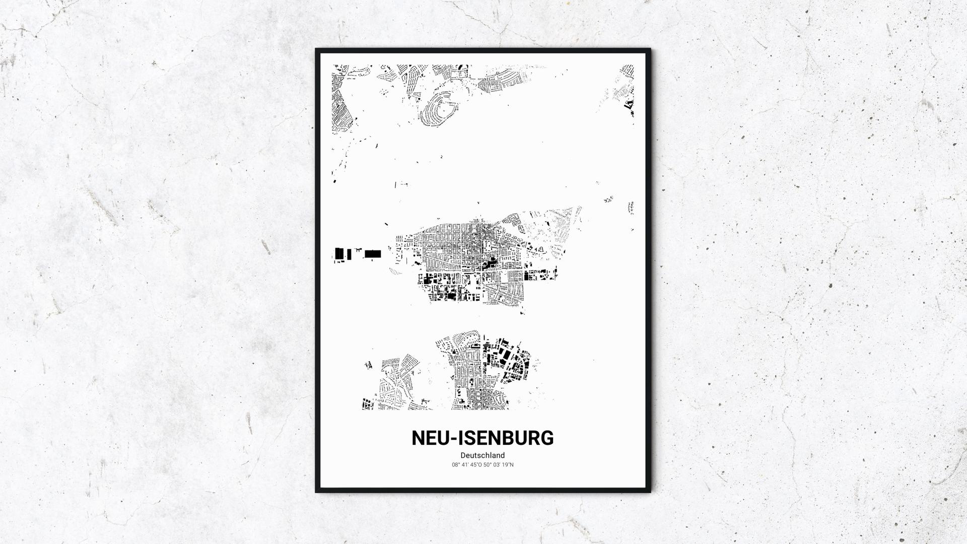 Cartida - Schwarzplan von Neu-Isenburg - Hessen - Deutschland