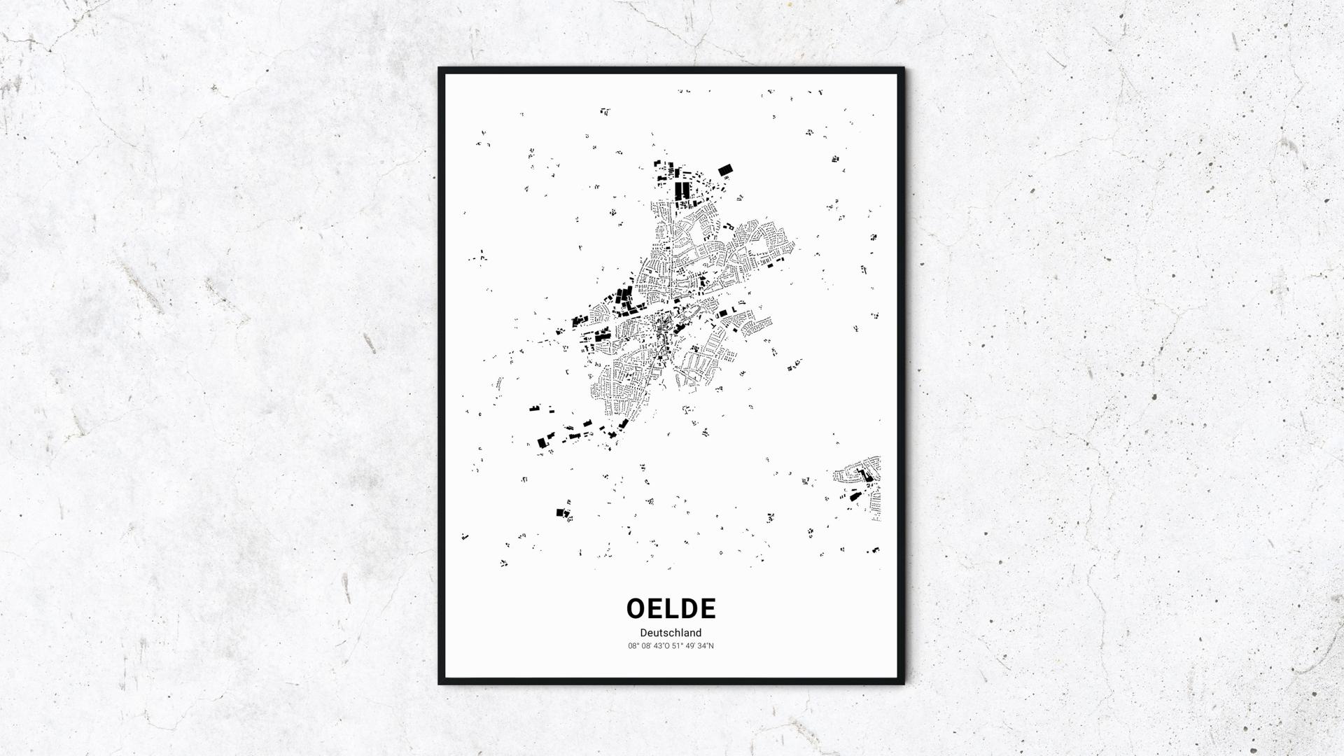 Cartida - Schwarzplan von Oelde - Nordrhein-Westfalen - Deutschland