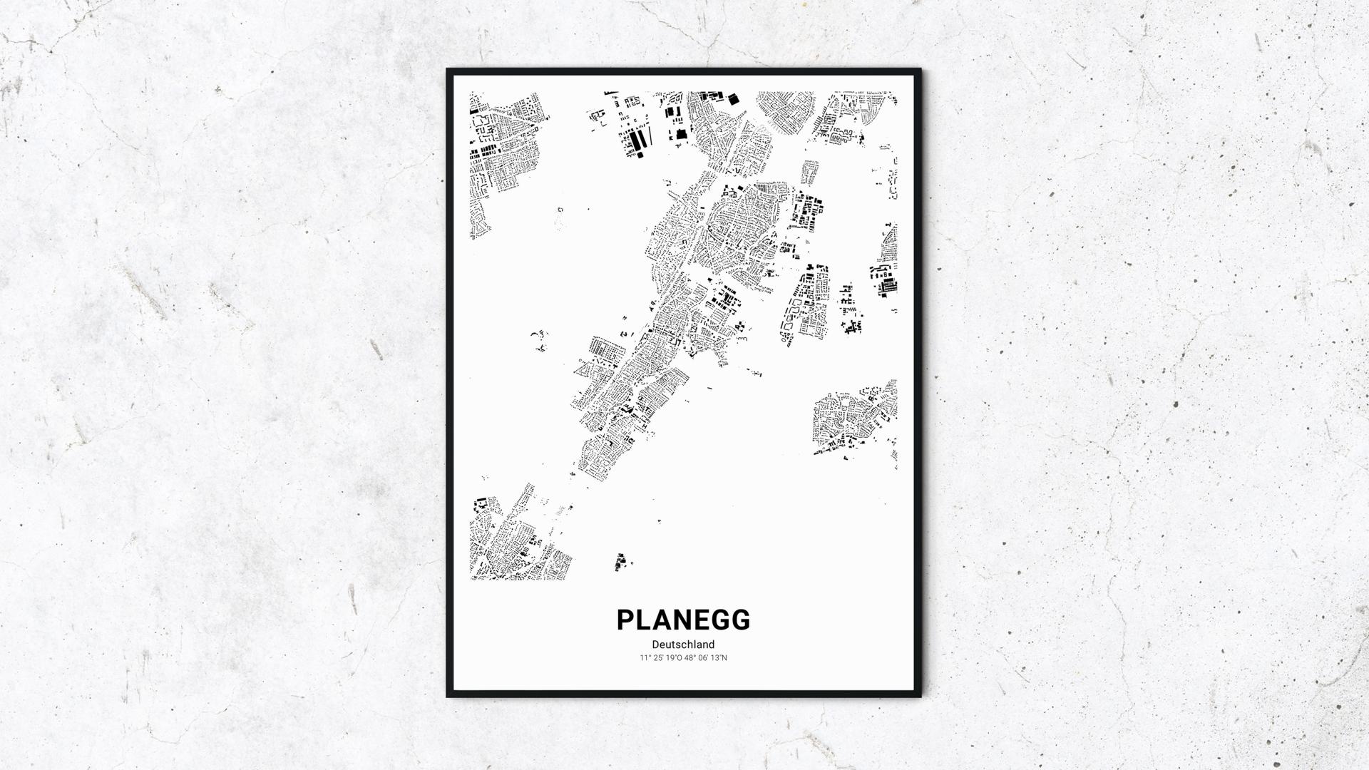 Cartida - Schwarzplan von Planegg - Bayern - Deutschland