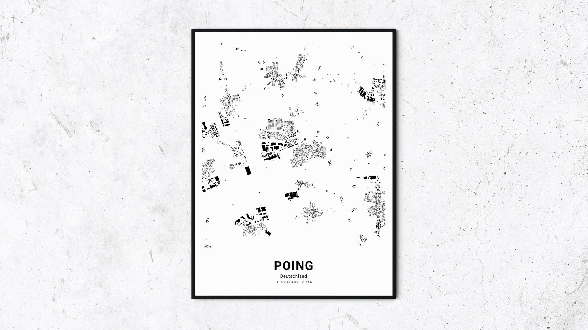 Cartida - Schwarzplan von Poing - Bayern - Deutschland