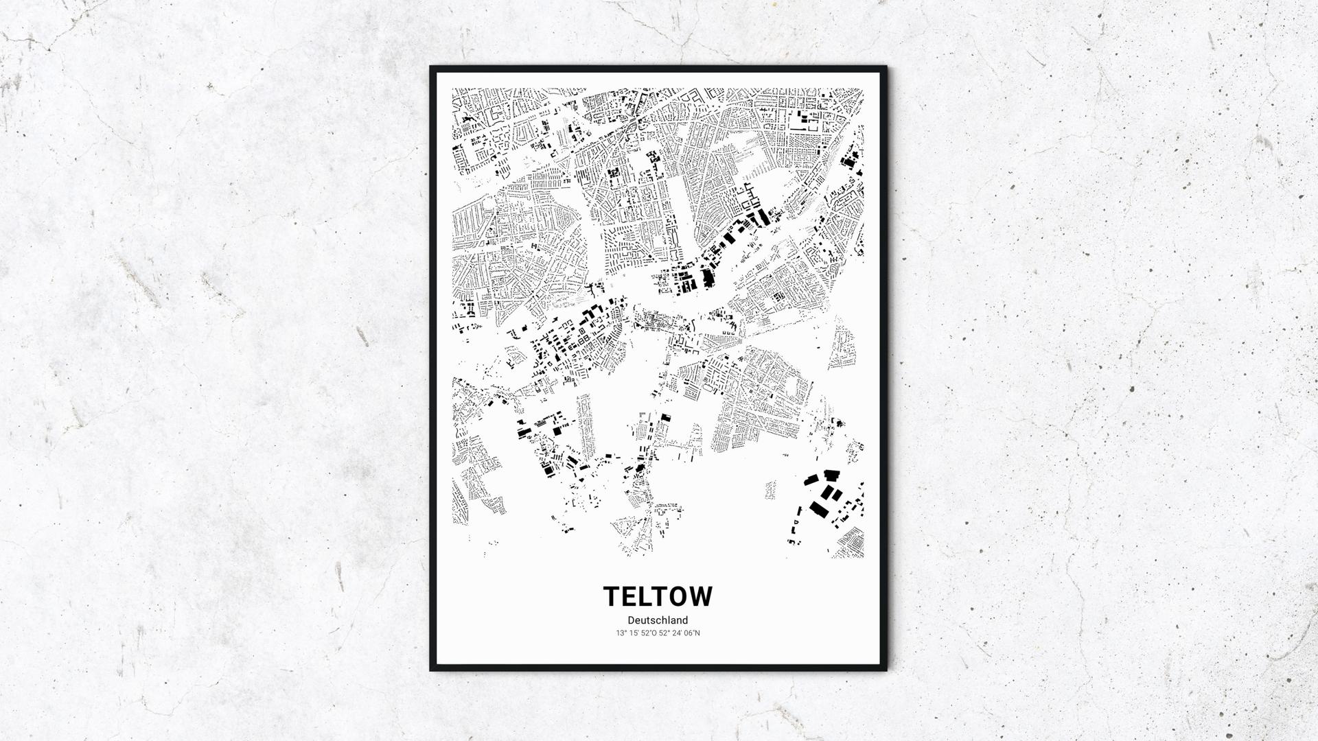 Cartida - Schwarzplan von Teltow - Brandenburg - Deutschland