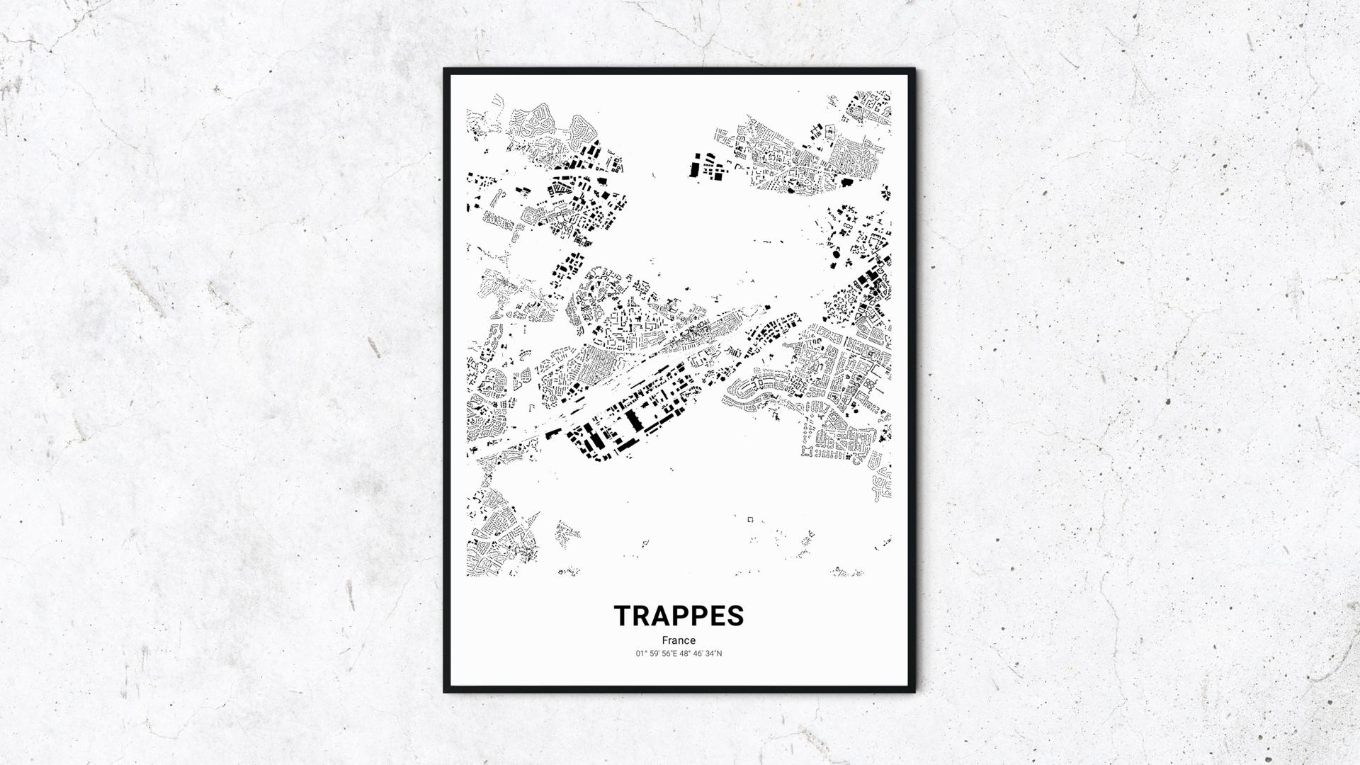 Cartida - Schwarzplan von Trappes - Île-de-France - Frankreich