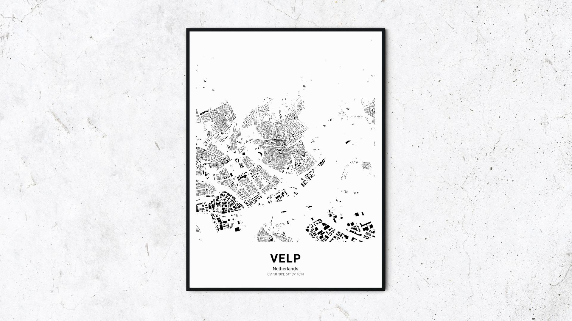 Cartida - Schwarzplan von Velp - Gelderland - Niederlande