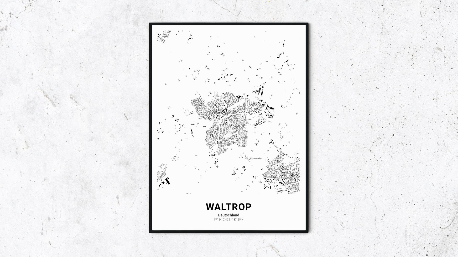 Cartida - Schwarzplan von Waltrop - Nordrhein-Westfalen - Deutschland