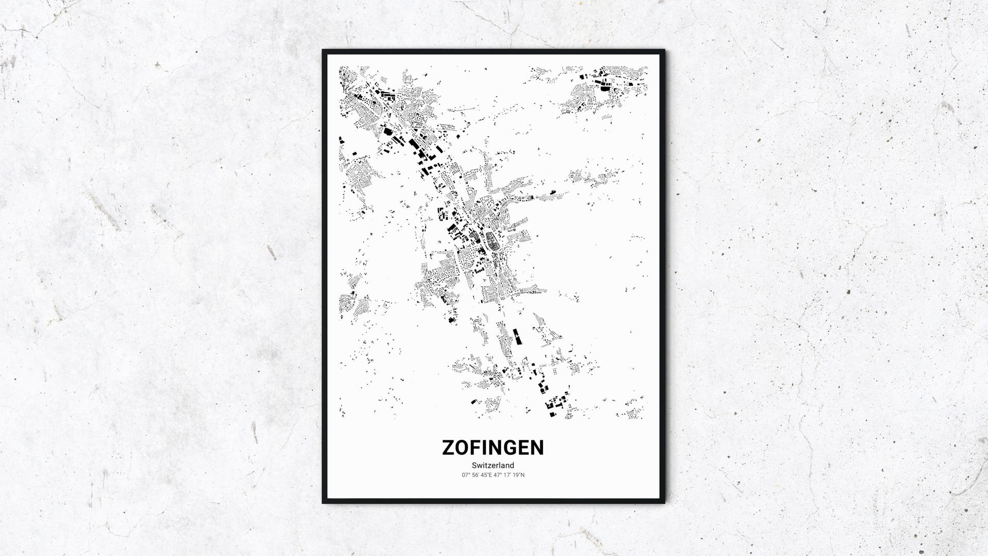 Cartida - Schwarzplan von Zofingen - Aargau - Schweiz
