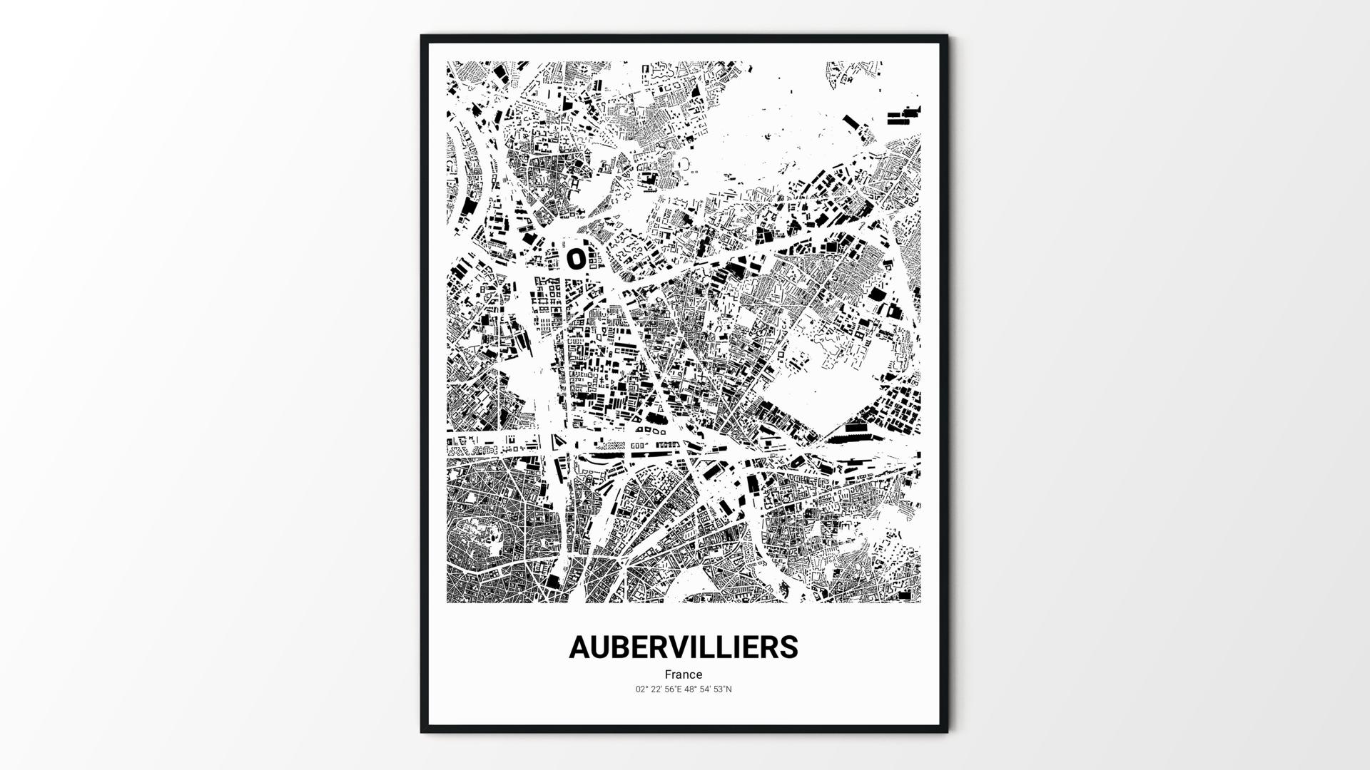 Cartida - Schwarzplan von Aubervilliers - Île-de-France - Frankreich