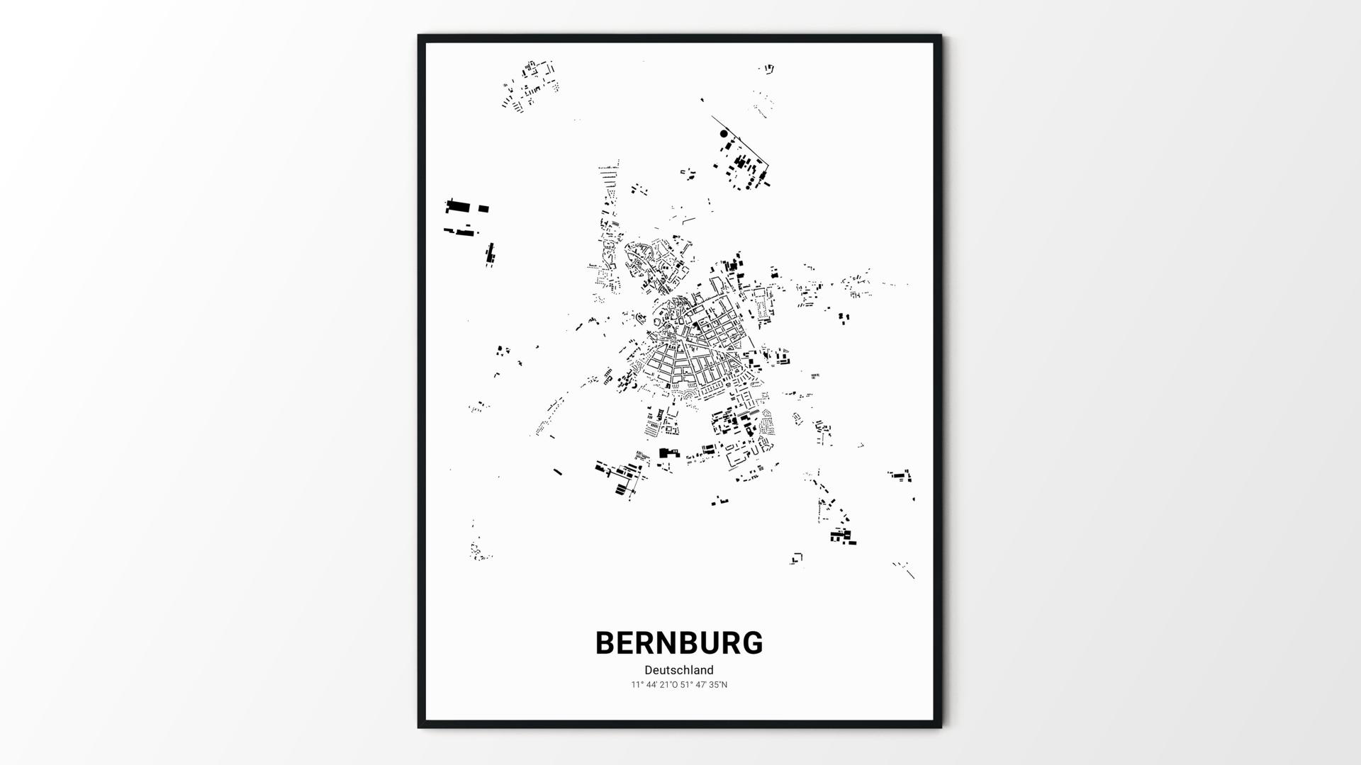Cartida - Schwarzplan von Bernburg - Sachsen-Anhalt - Deutschland