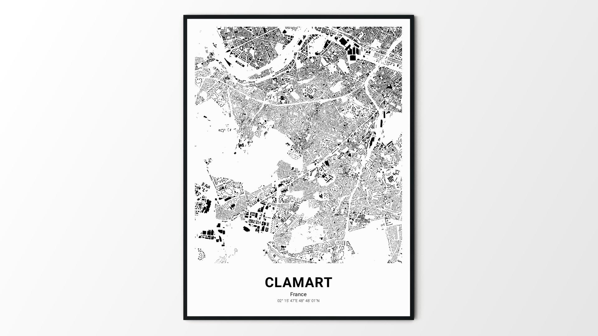 Cartida - Schwarzplan von Clamart - Île-de-France - Frankreich