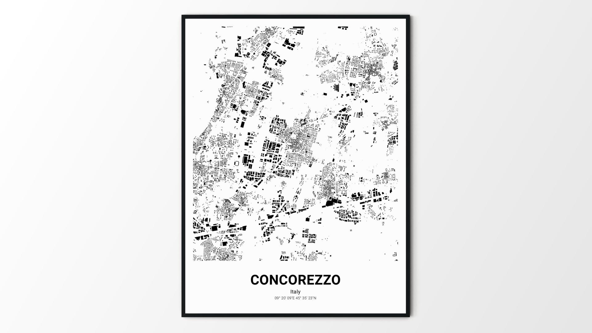 Cartida - Schwarzplan von Concorezzo - Lombardia - Italien