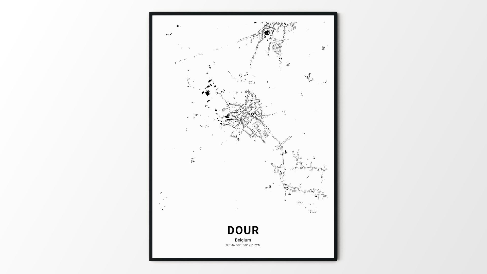 Cartida - Schwarzplan von Dour - Wallonie - Belgien