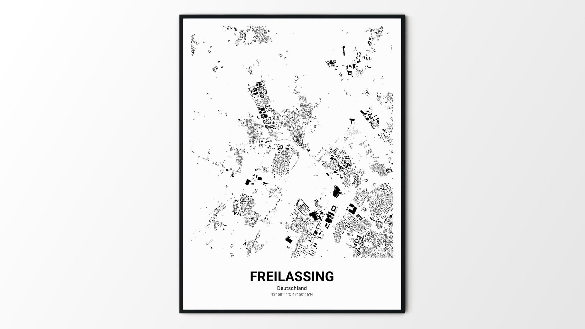 Cartida - Schwarzplan von Freilassing - Bayern - Deutschland