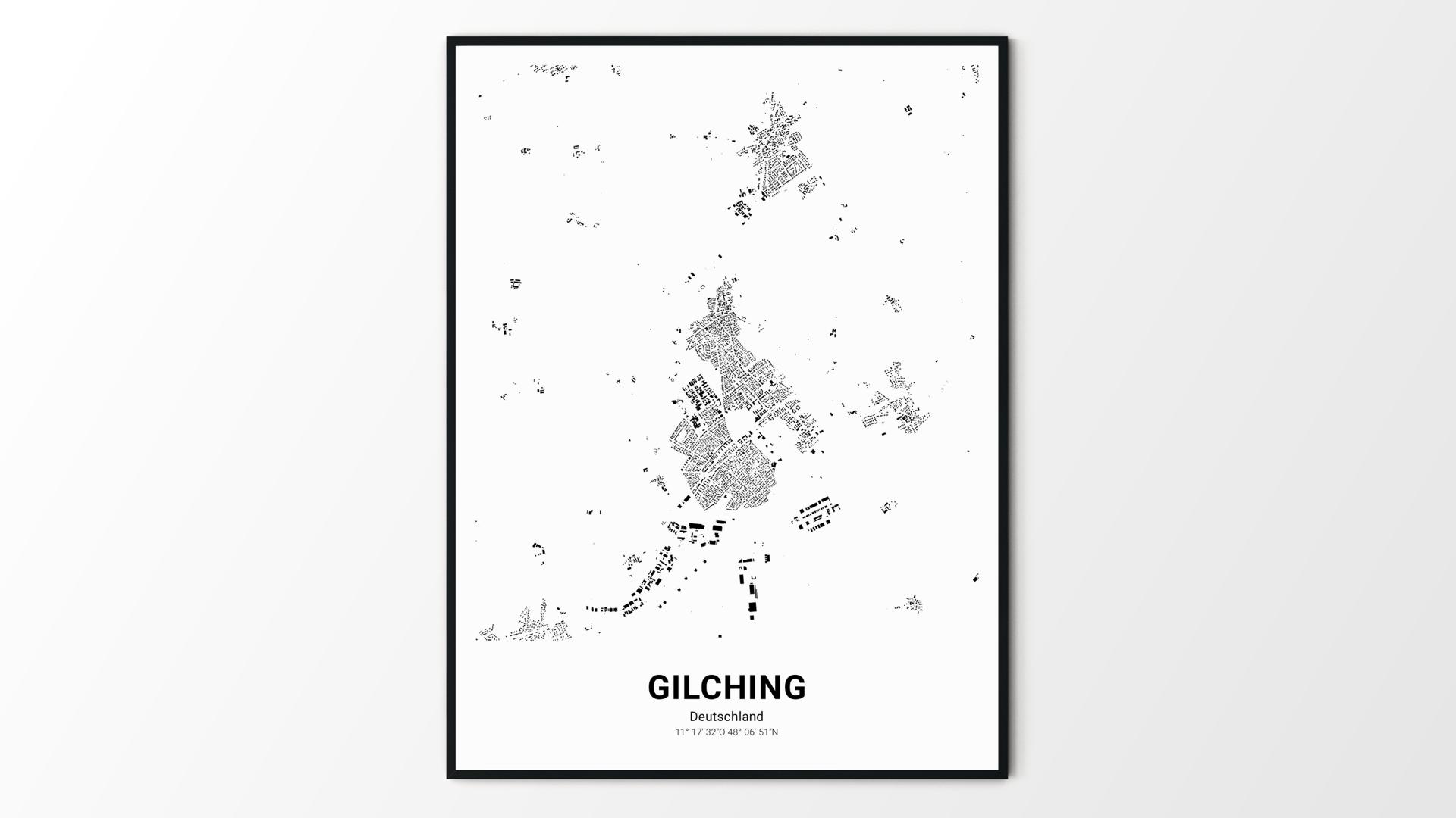 Cartida - Schwarzplan von Gilching - Bayern - Deutschland