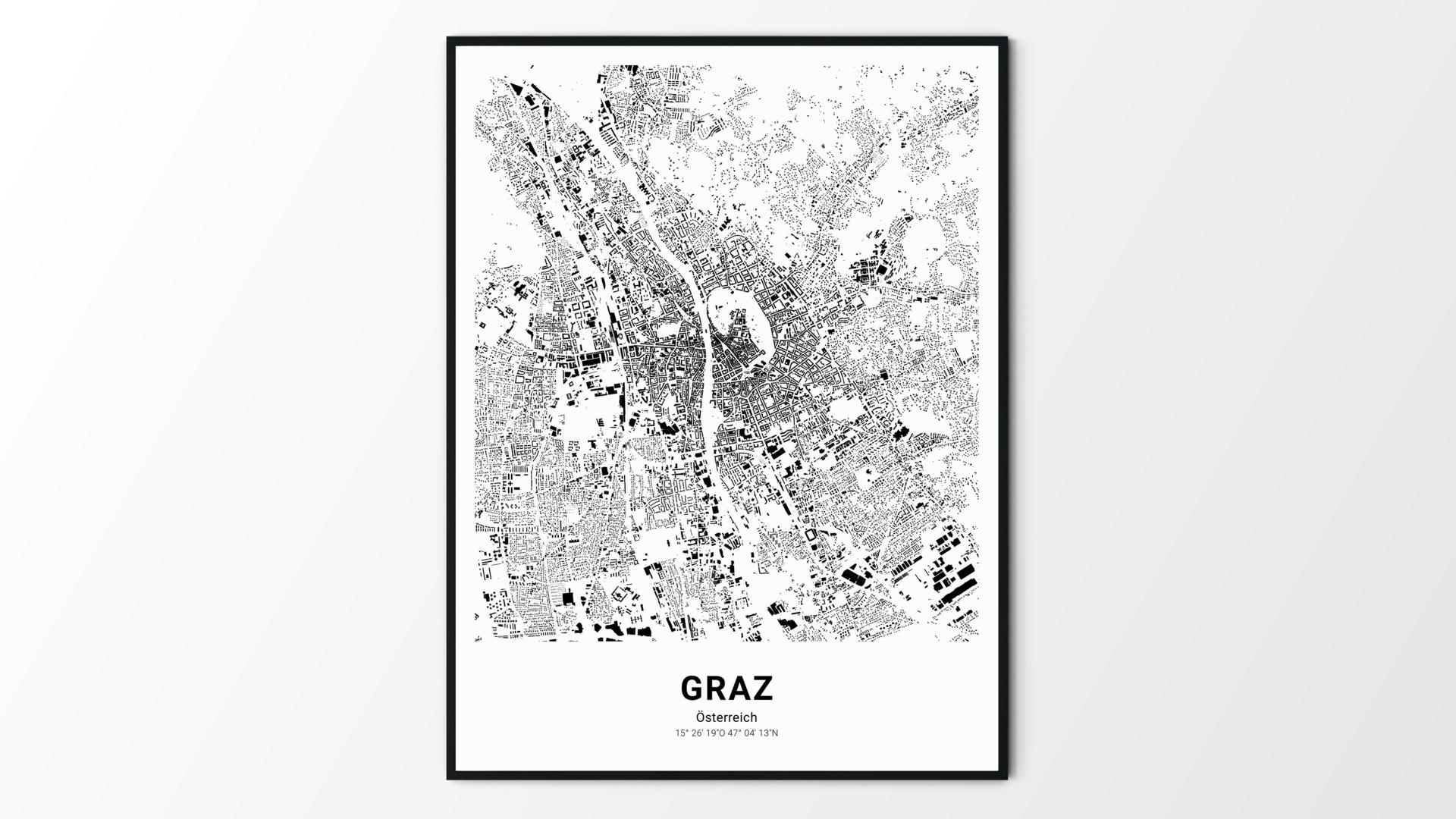 Cartida - Schwarzplan von Graz - Steiermark - Österreich