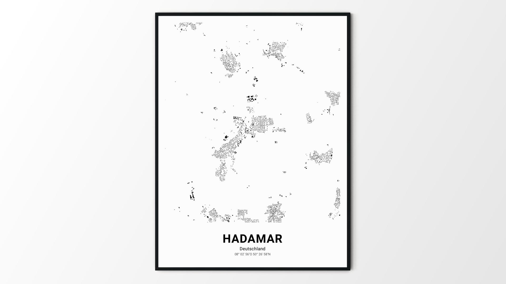 Cartida - Schwarzplan von Hadamar - Hessen - Deutschland