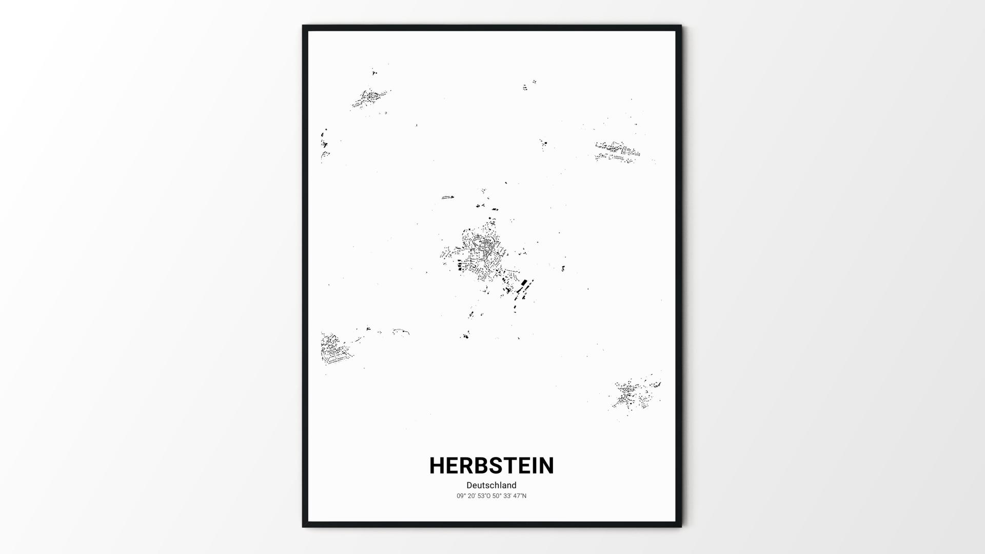 Cartida - Schwarzplan von Herbstein - Hessen - Deutschland