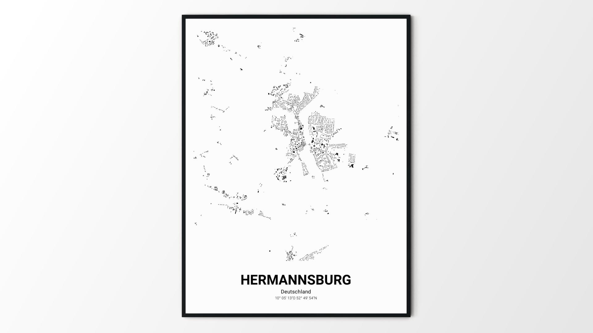 Cartida - Schwarzplan von Hermannsburg - Niedersachsen - Deutschland