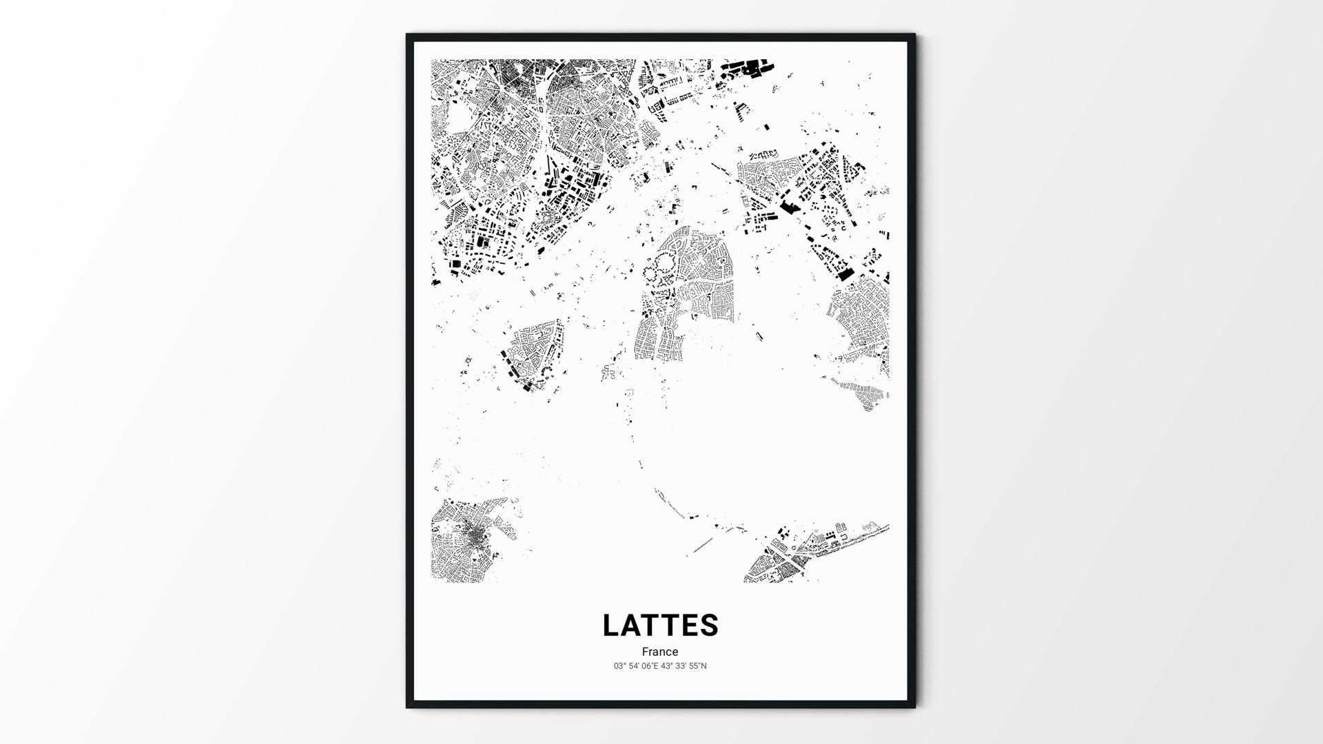 Cartida - Schwarzplan von Lattes - Occitanie - Frankreich