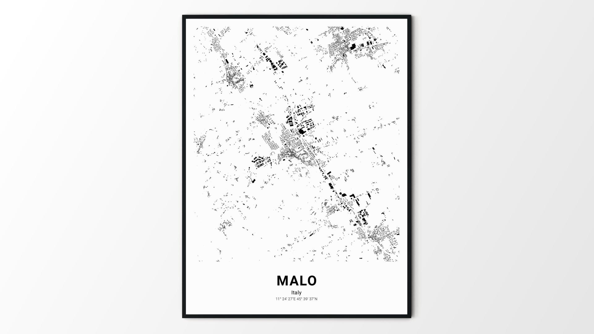 Cartida - Schwarzplan von Malo - Veneto - Italien