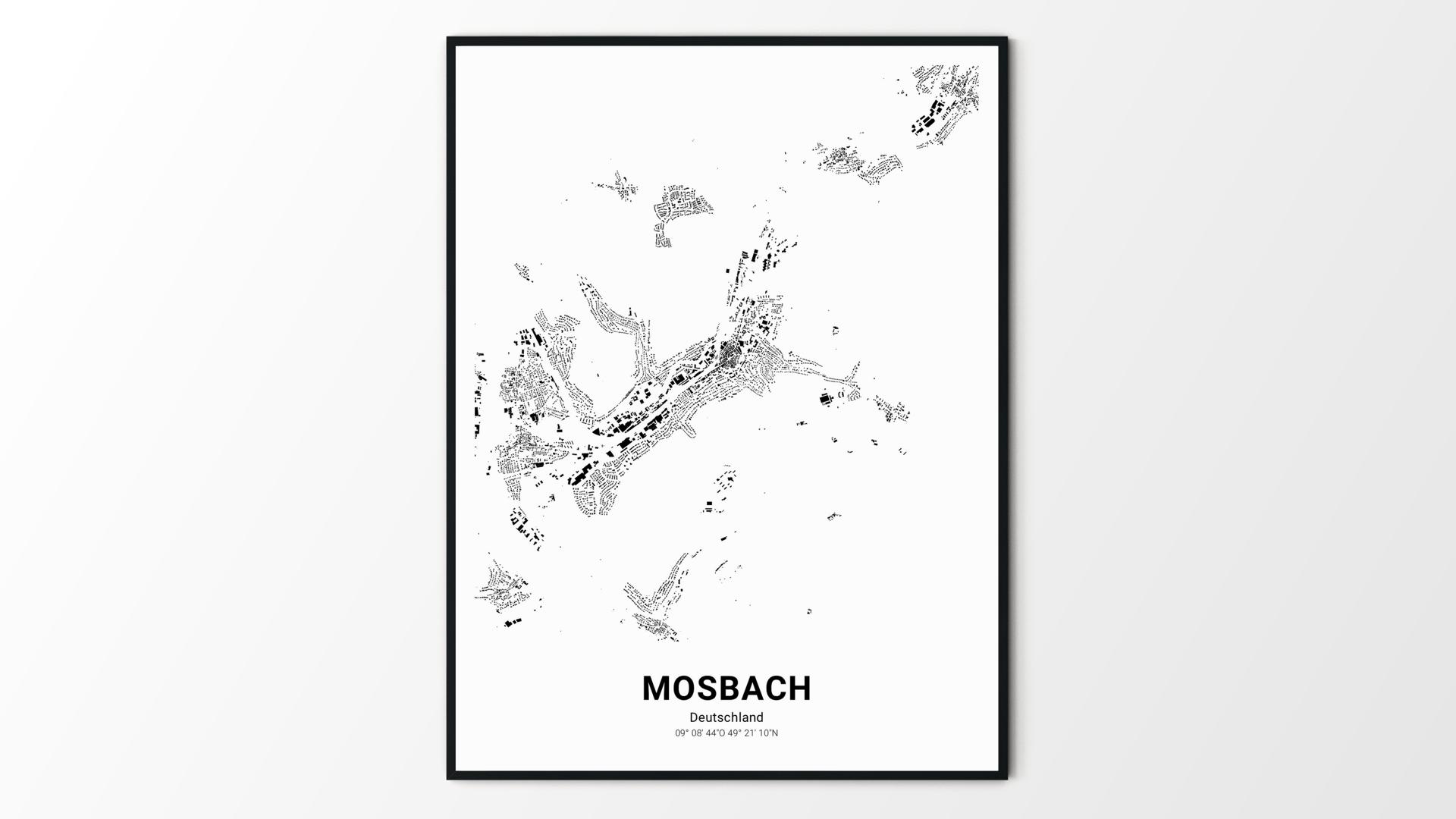 Cartida - Schwarzplan von Mosbach - Baden-Württemberg - Deutschland