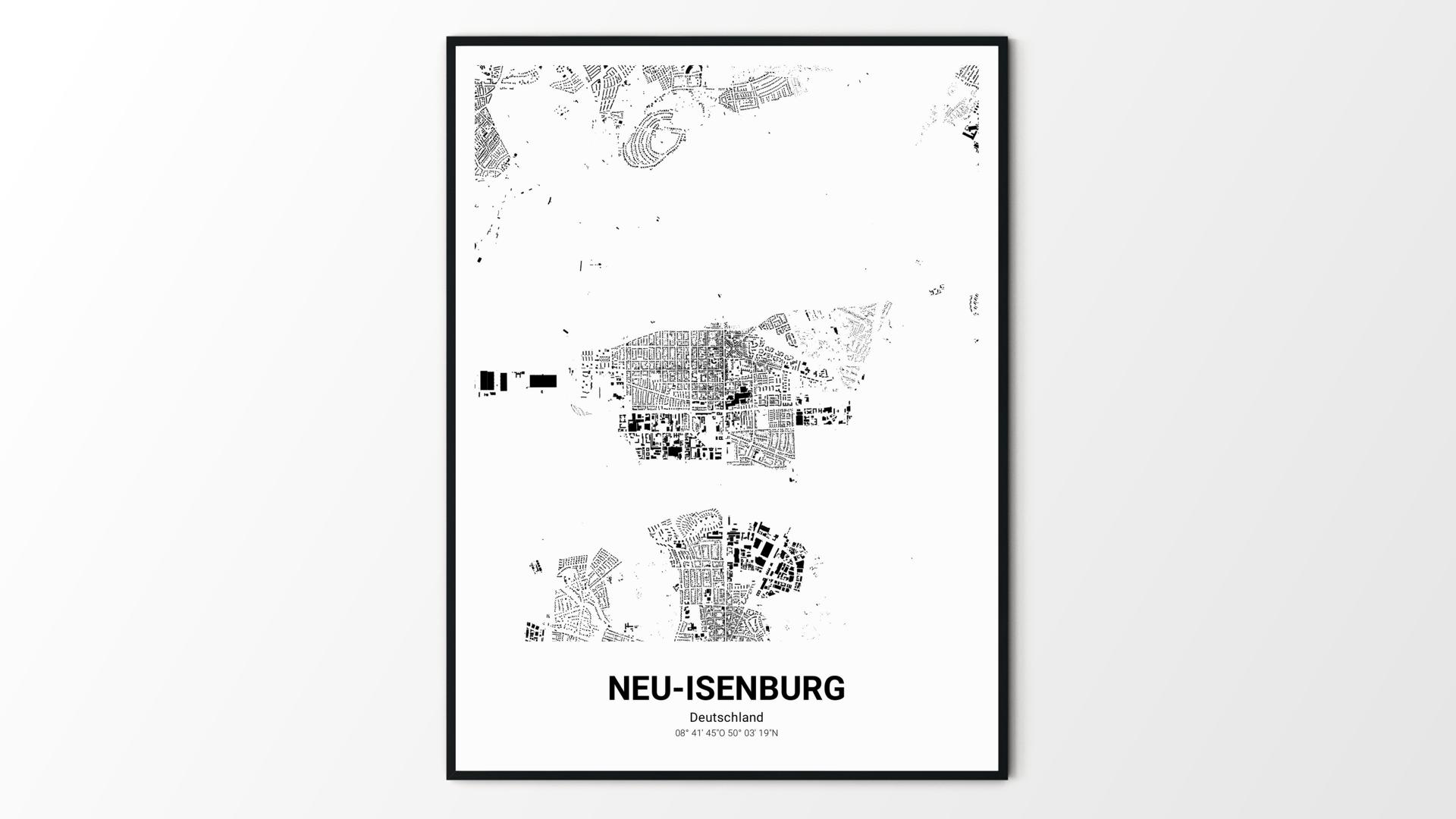 Cartida - Schwarzplan von Neu-Isenburg - Hessen - Deutschland