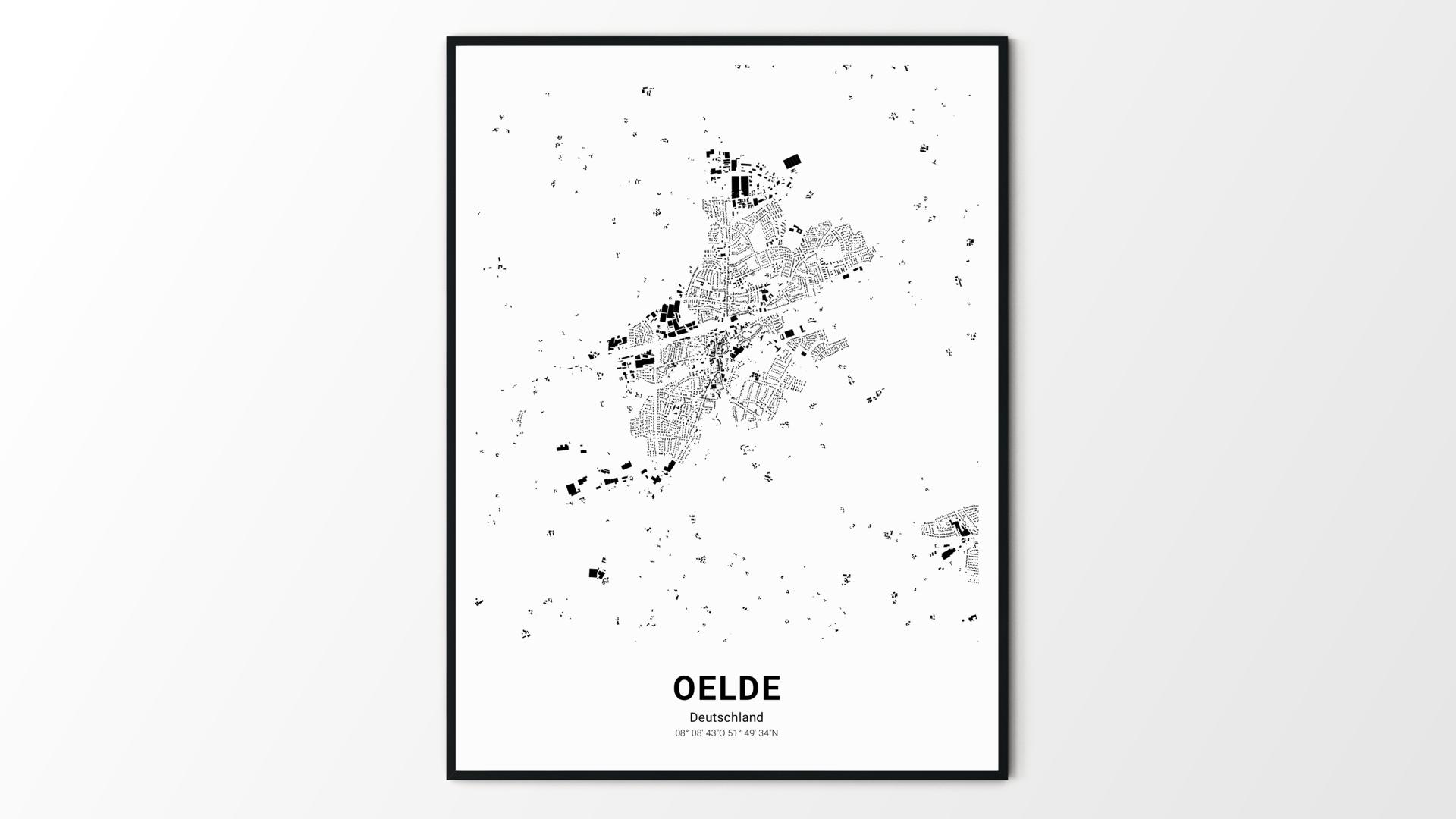Cartida - Schwarzplan von Oelde - Nordrhein-Westfalen - Deutschland