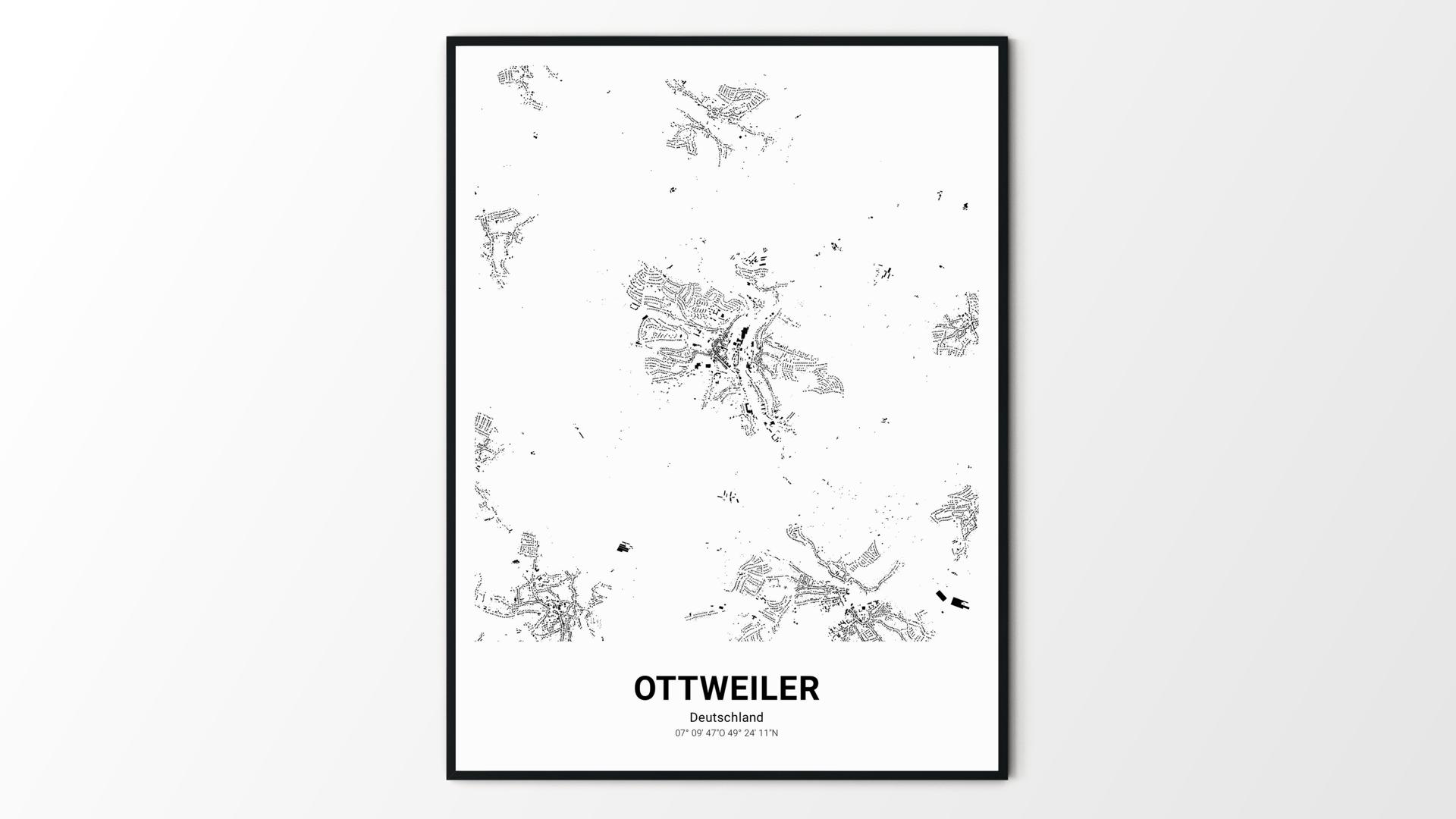 Cartida - Schwarzplan von Ottweiler - Saarland - Deutschland