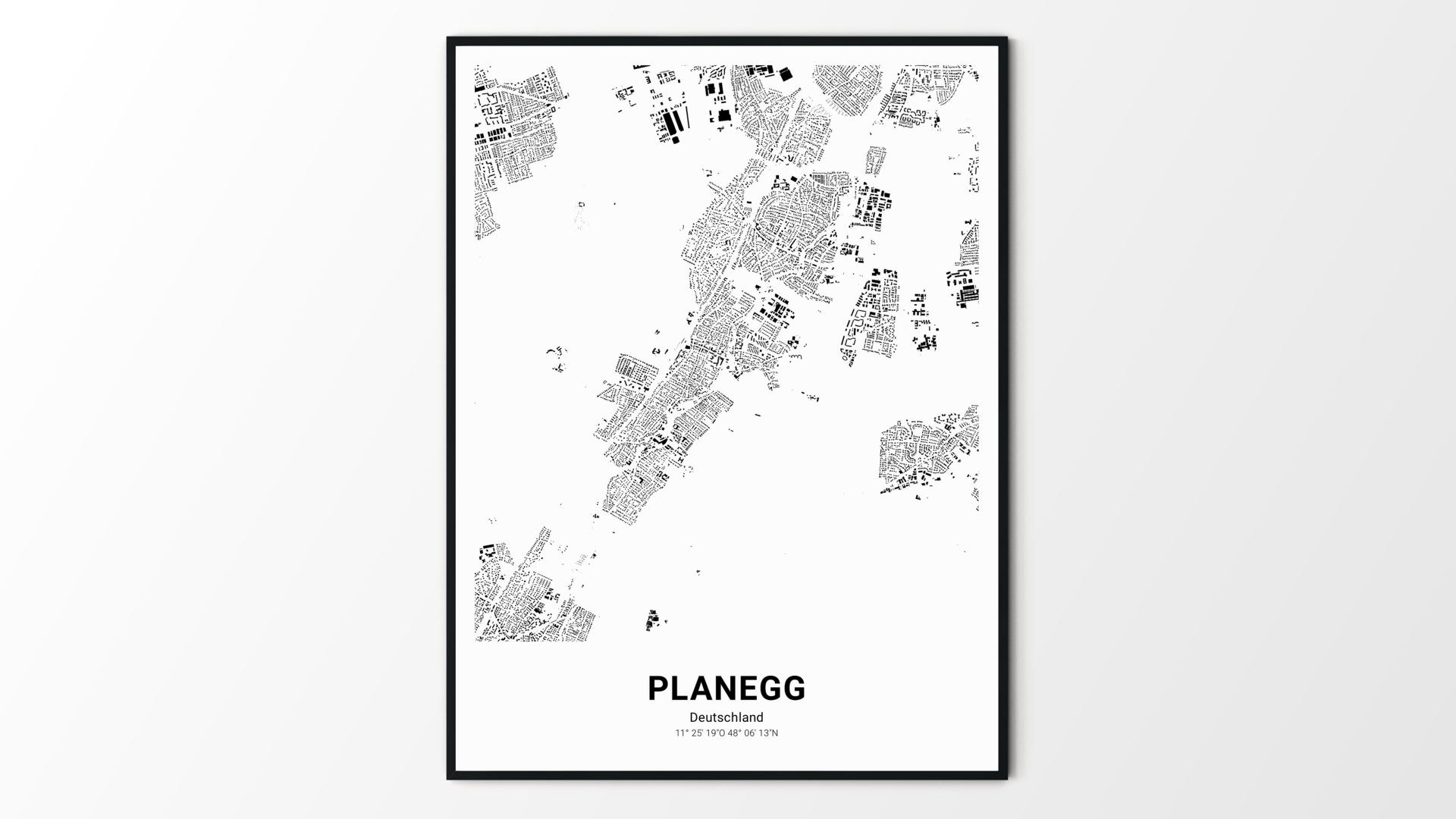 Cartida - Schwarzplan von Planegg - Bayern - Deutschland