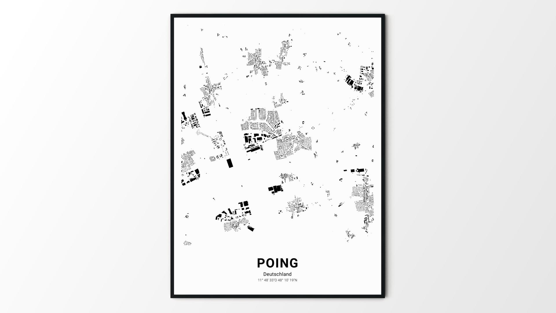 Cartida - Schwarzplan von Poing - Bayern - Deutschland