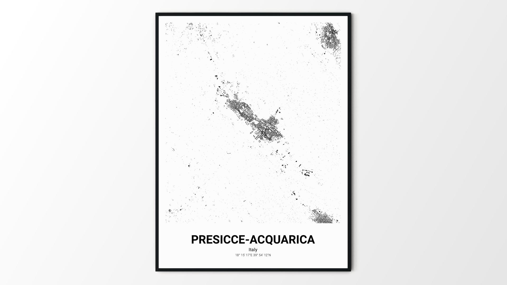 Cartida - Schwarzplan von Presicce-Acquarica - Puglia - Italien