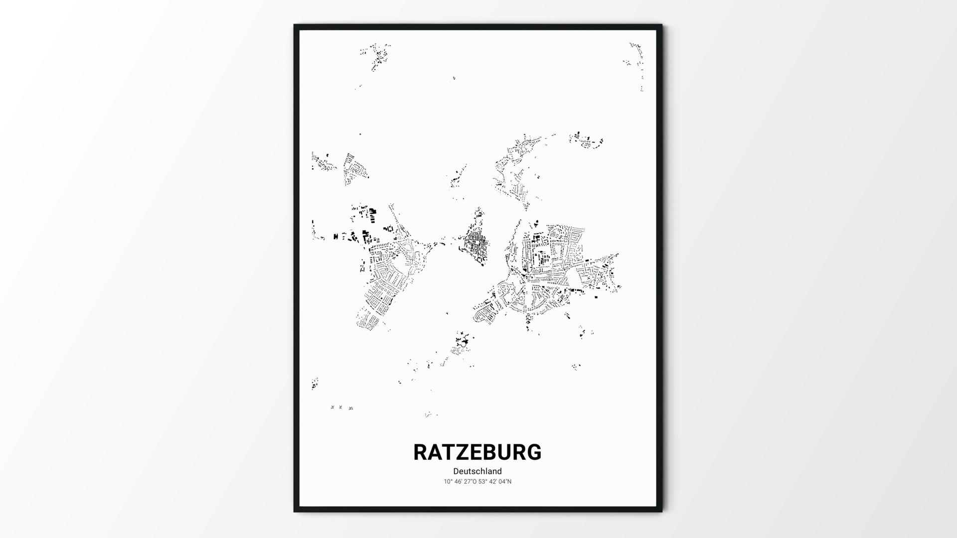 Cartida - Schwarzplan von Ratzeburg - Schleswig-Holstein - Deutschland