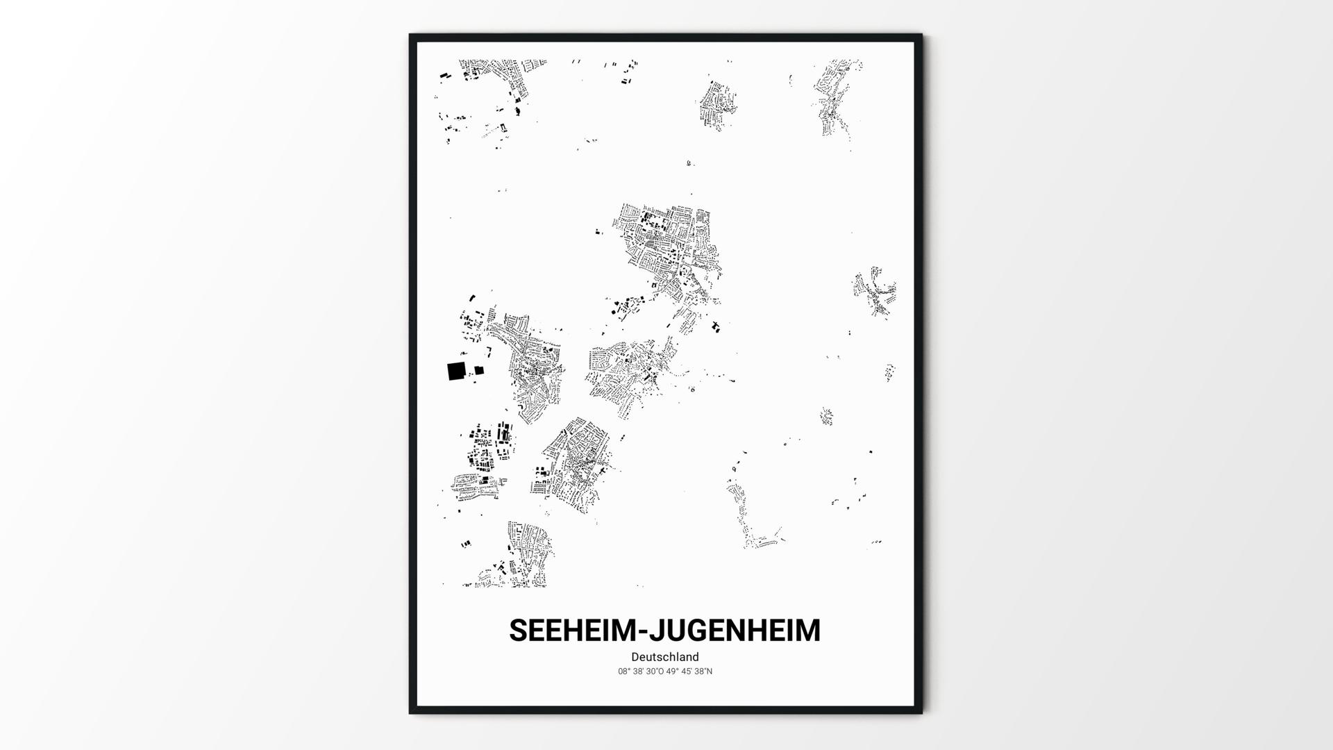 Cartida - Schwarzplan von Seeheim-Jugenheim - Hessen - Deutschland