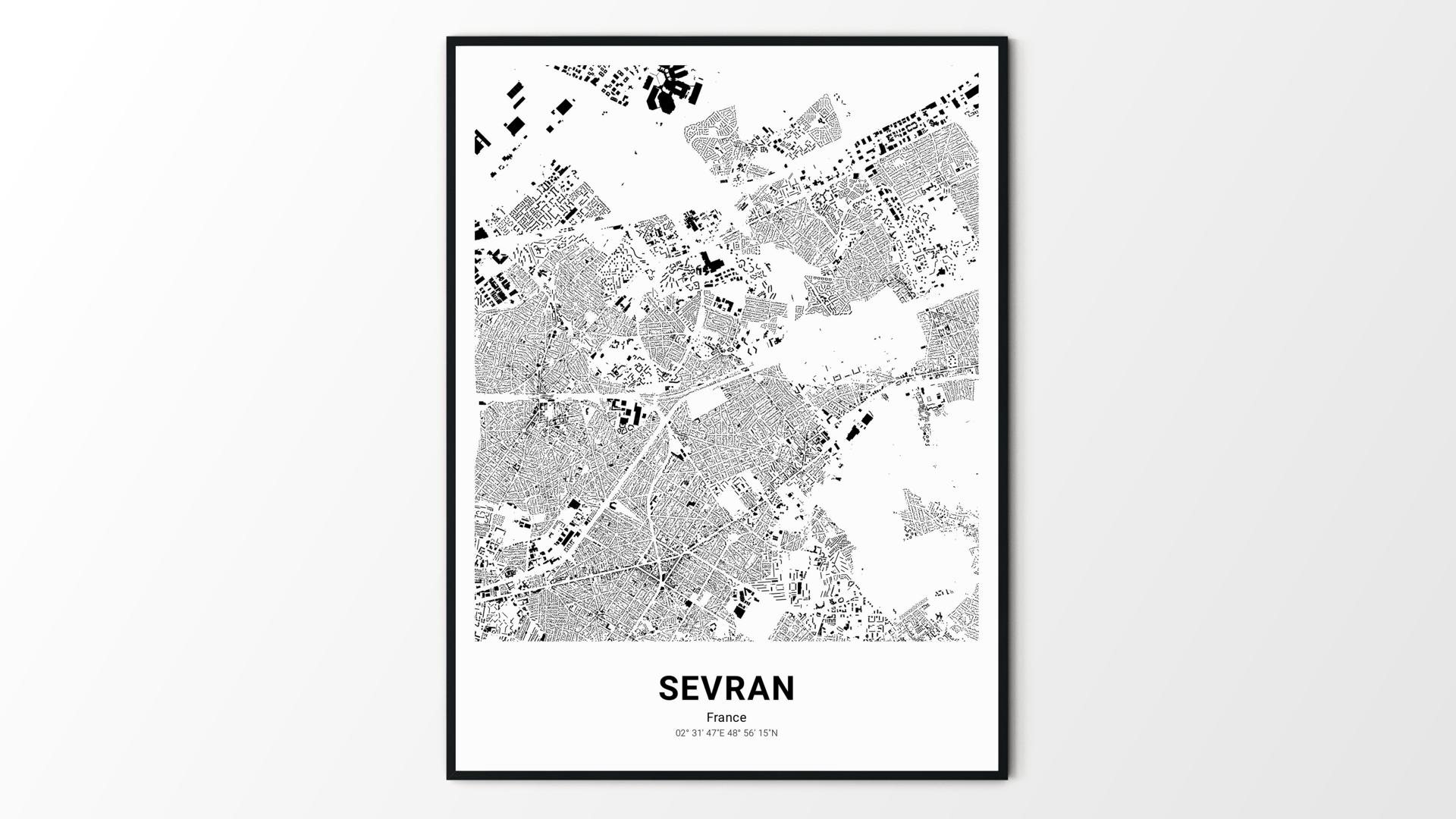 Cartida - Schwarzplan von Sevran - Île-de-France - Frankreich