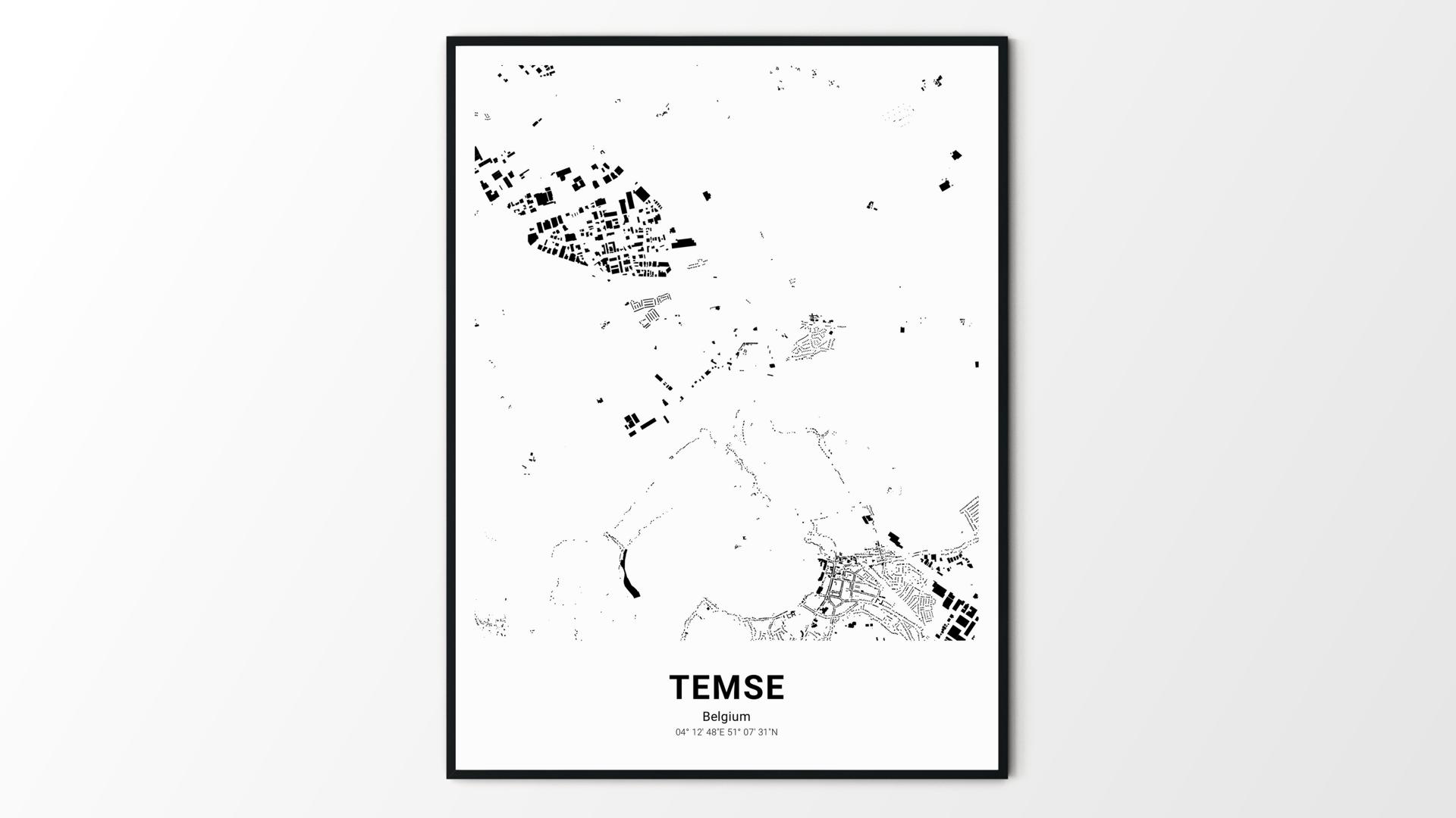 Cartida - Schwarzplan von Temse - Vlaanderen - Belgien