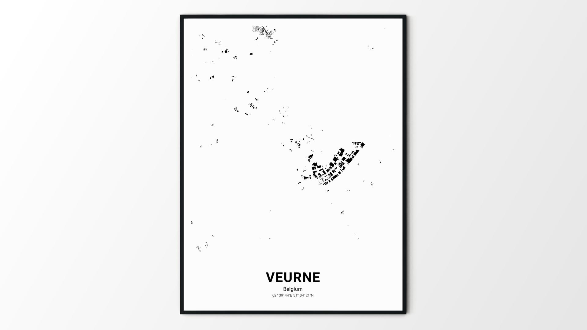 Cartida - Schwarzplan von Veurne - Vlaanderen - Belgien