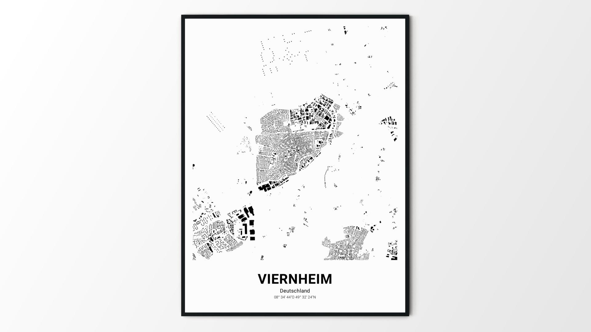 Cartida - Schwarzplan von Viernheim - Hessen - Deutschland