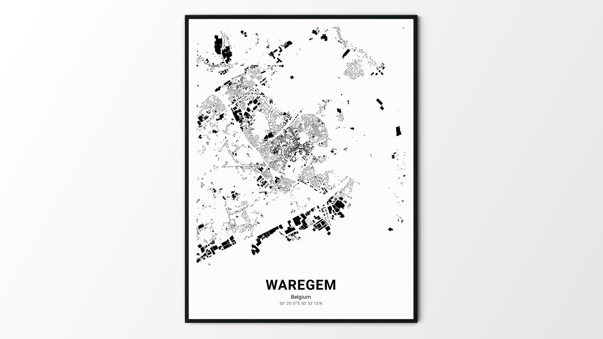 Cartida - Schwarzplan von Waregem - Vlaanderen - Belgien