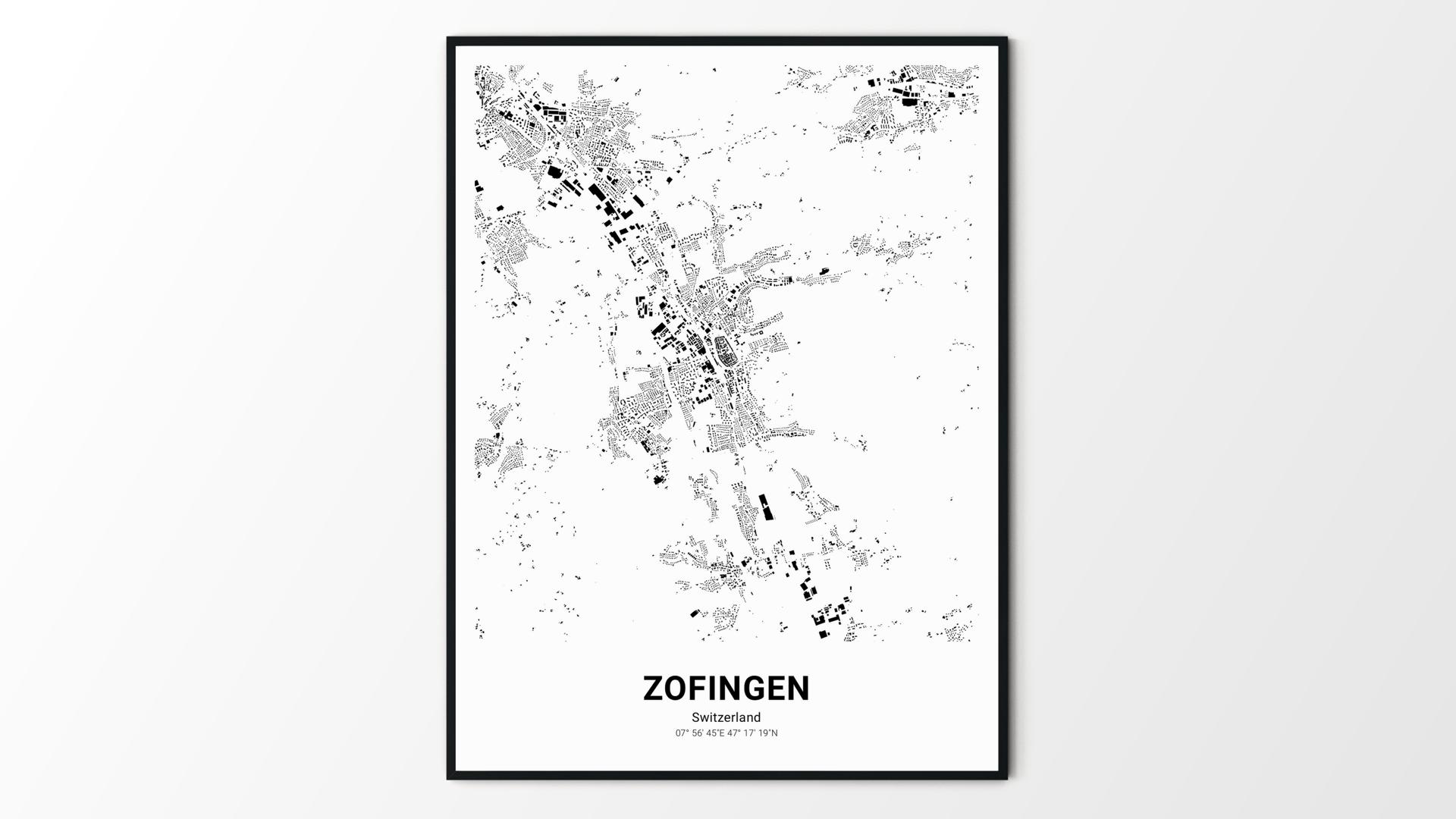 Cartida - Schwarzplan von Zofingen - Aargau - Schweiz