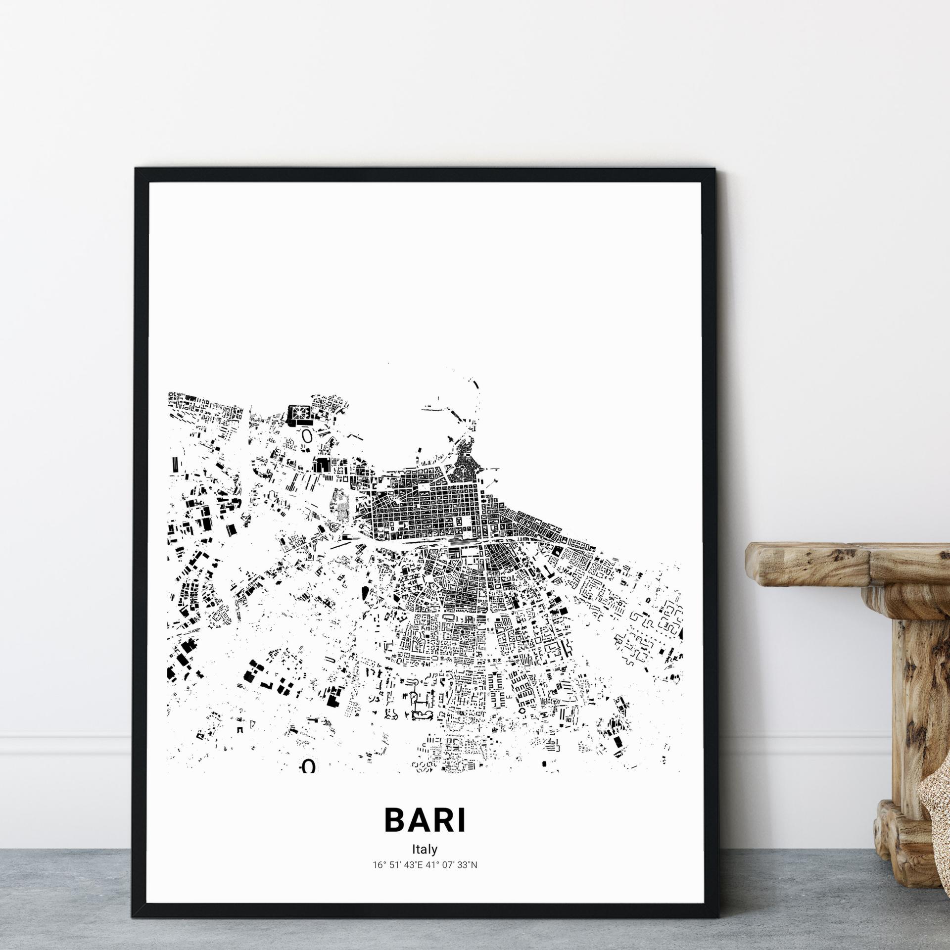 Cartida - Schwarzplan von Bari - Puglia - Italien