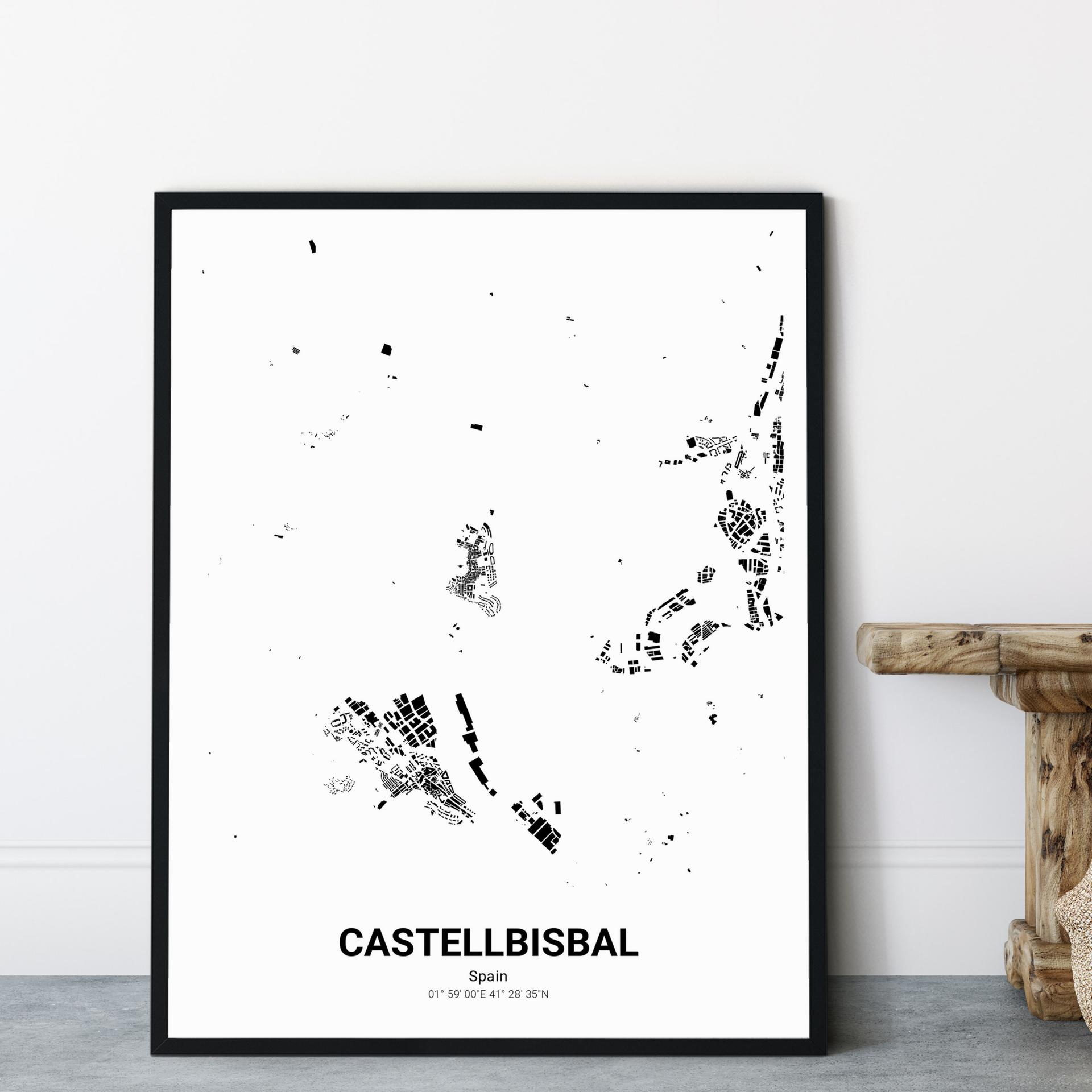 Cartida - Schwarzplan von Castellbisbal - Catalunya - Spanien