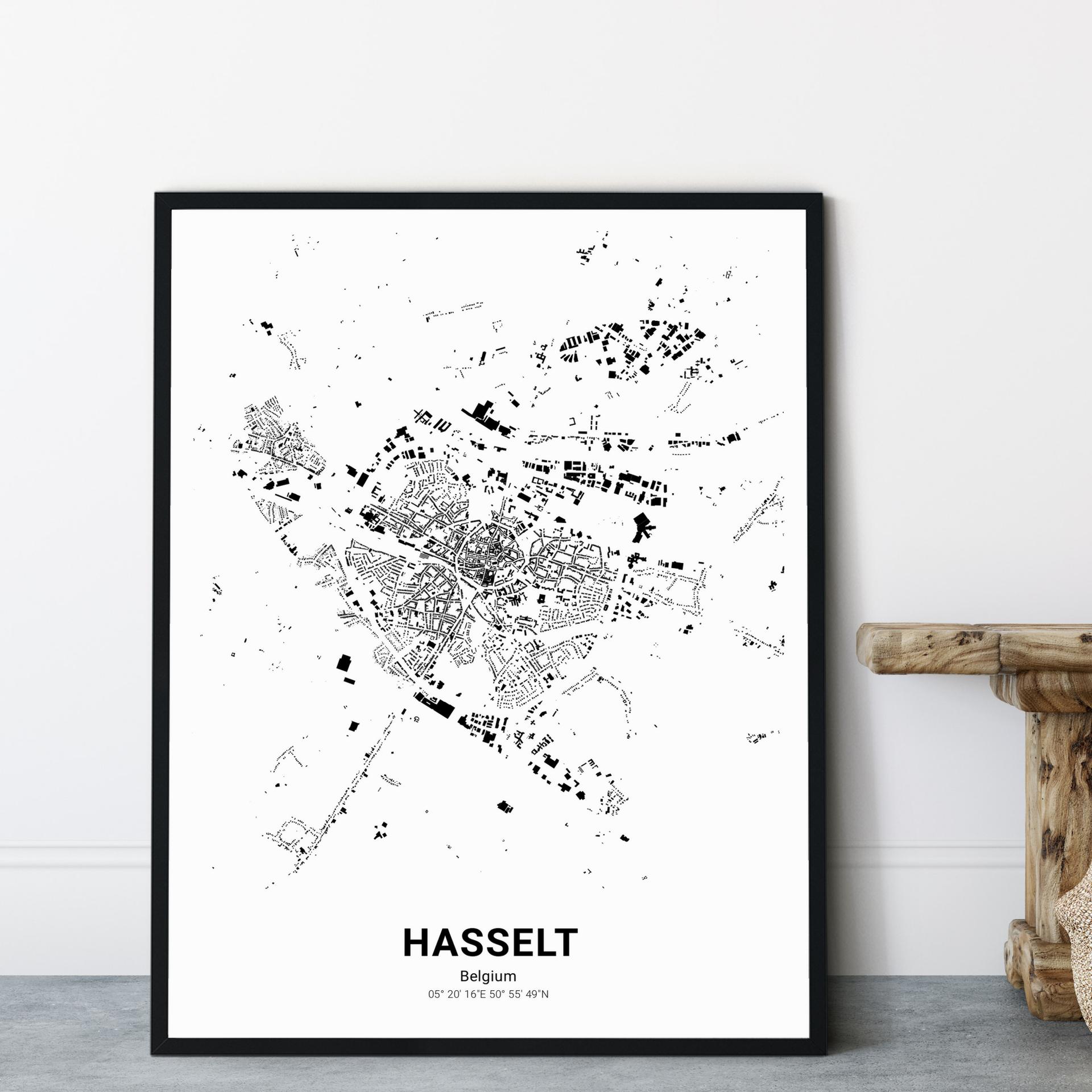 Cartida - Schwarzplan von Hasselt - Vlaanderen - Belgien