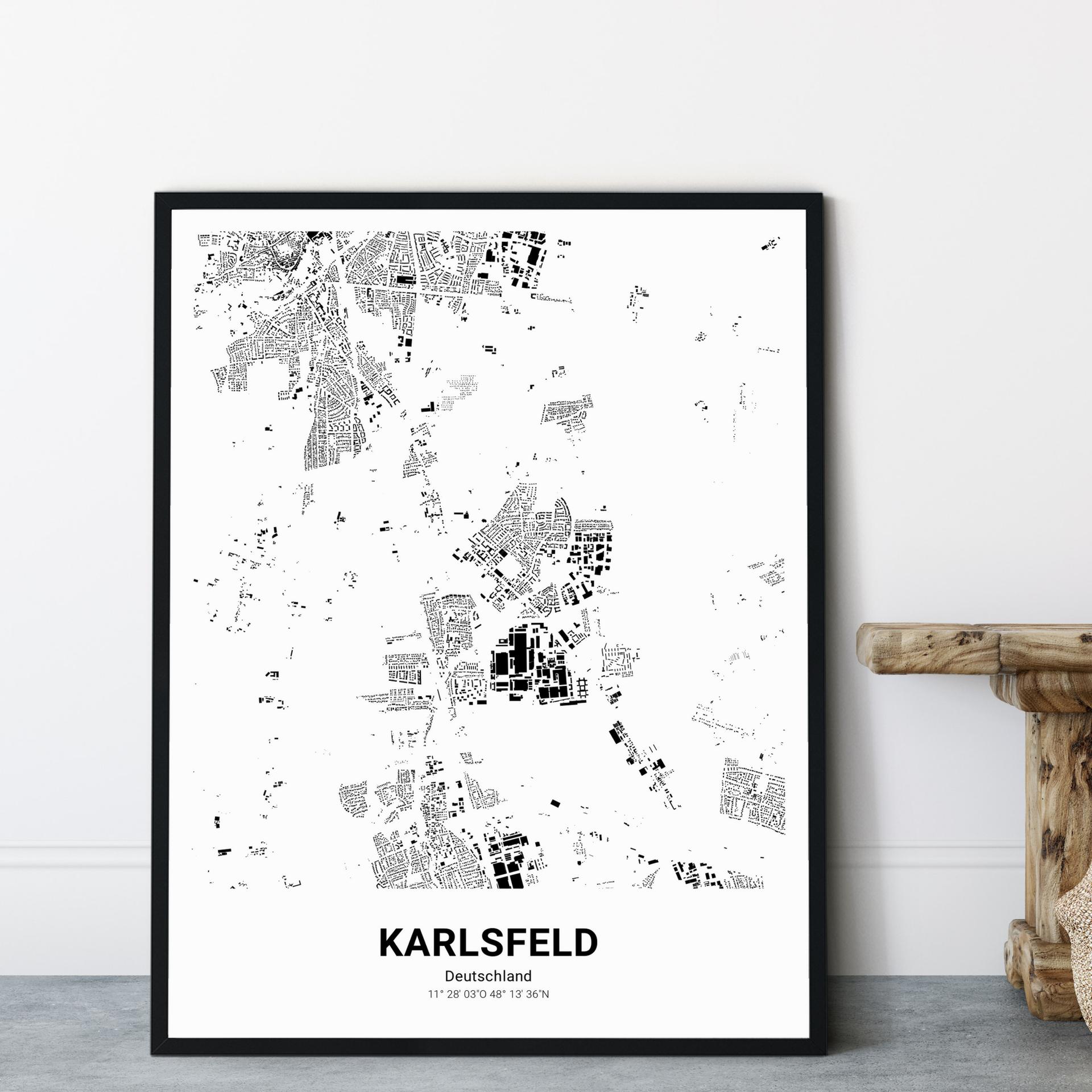 Cartida - Schwarzplan von Karlsfeld - Bayern - Deutschland